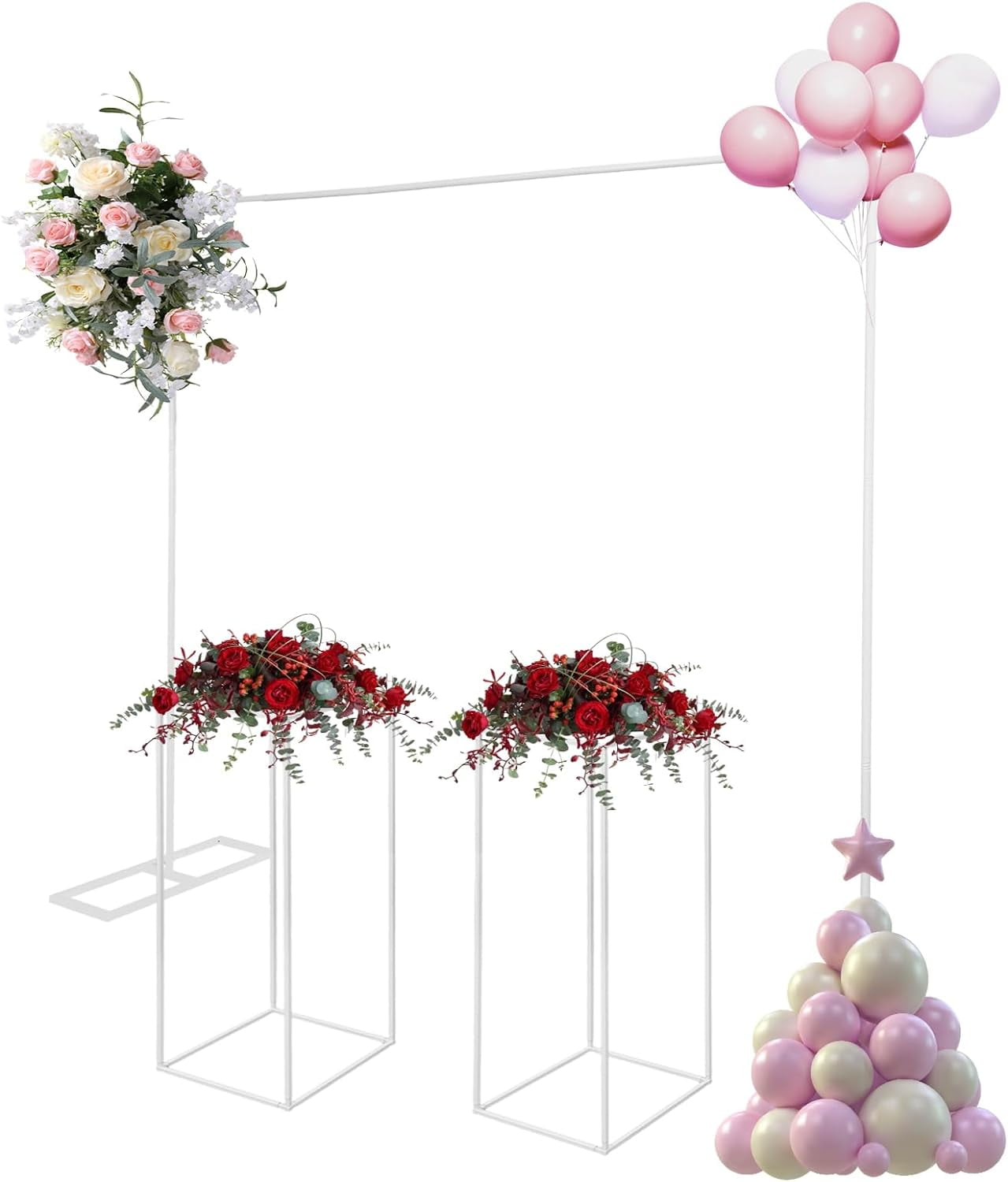 Wedding Arch, Wedding Backdrop Stand, Balloon Stand with Flower Stands ...