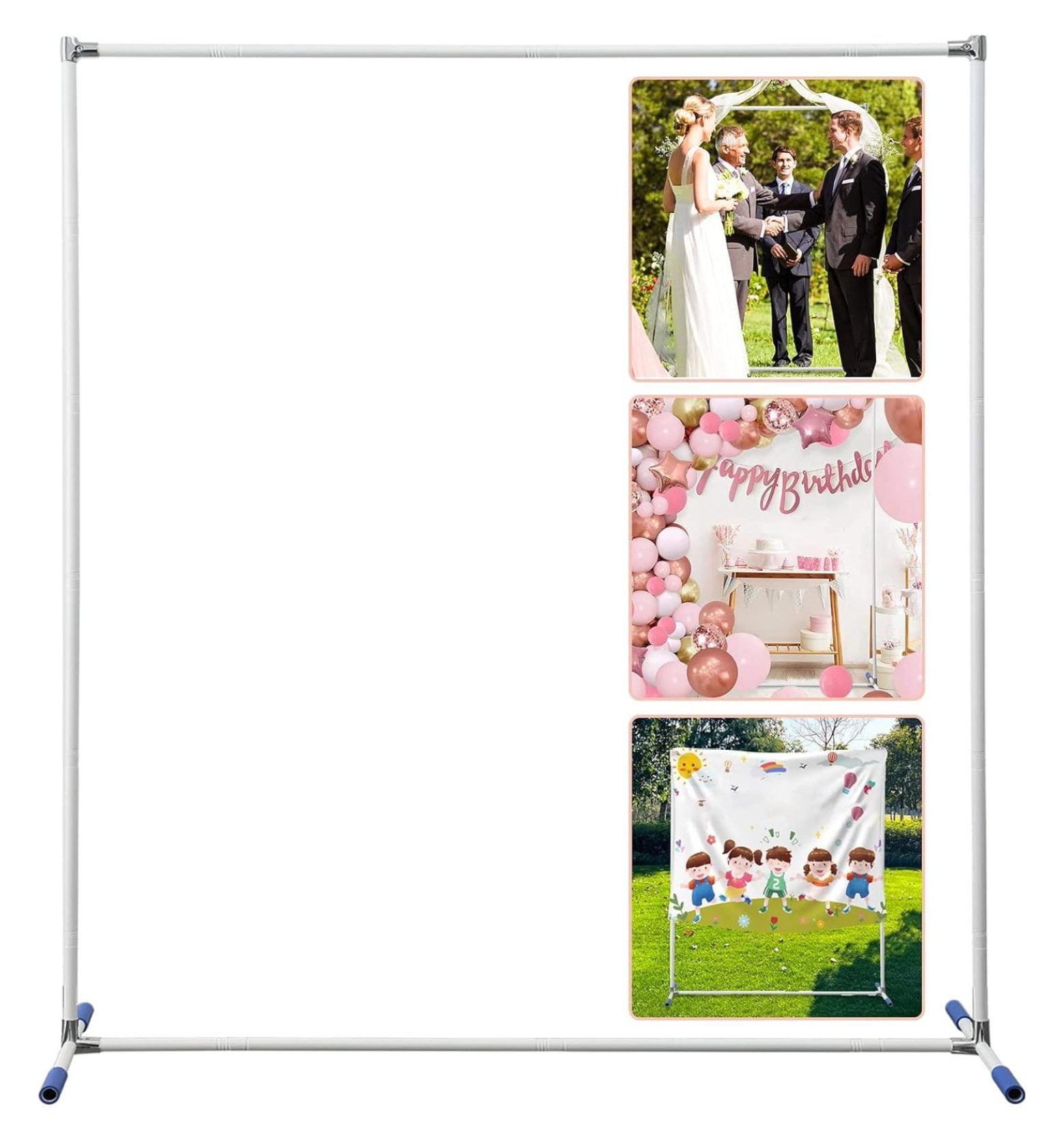 Wedding Arches Backdrop Stand for Ceremony, 7x6FT White Metal Balloon ...