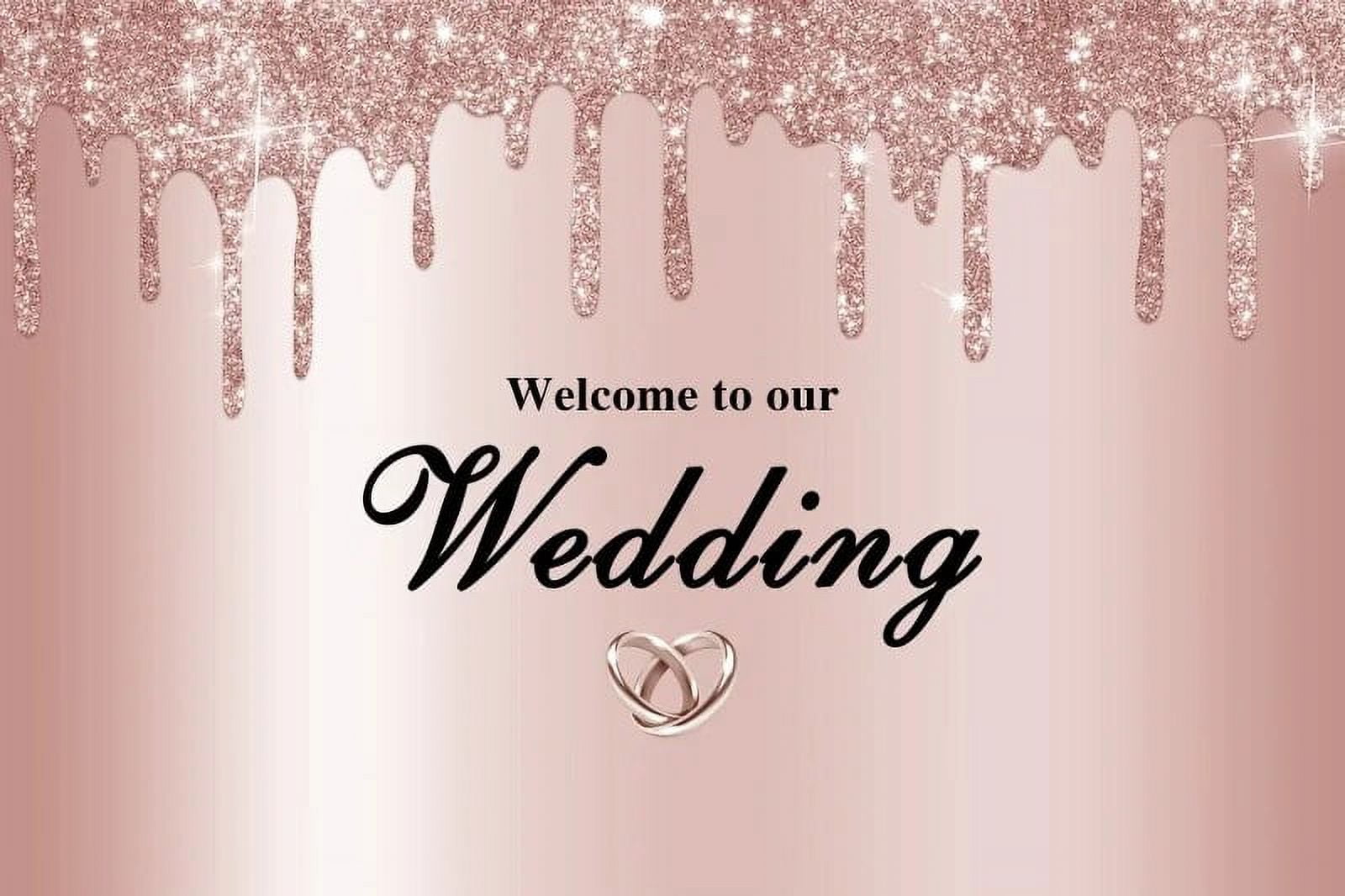 Wedding Backdrop Gold Pink Welcome to Our Wedding Party Golden Ring ...