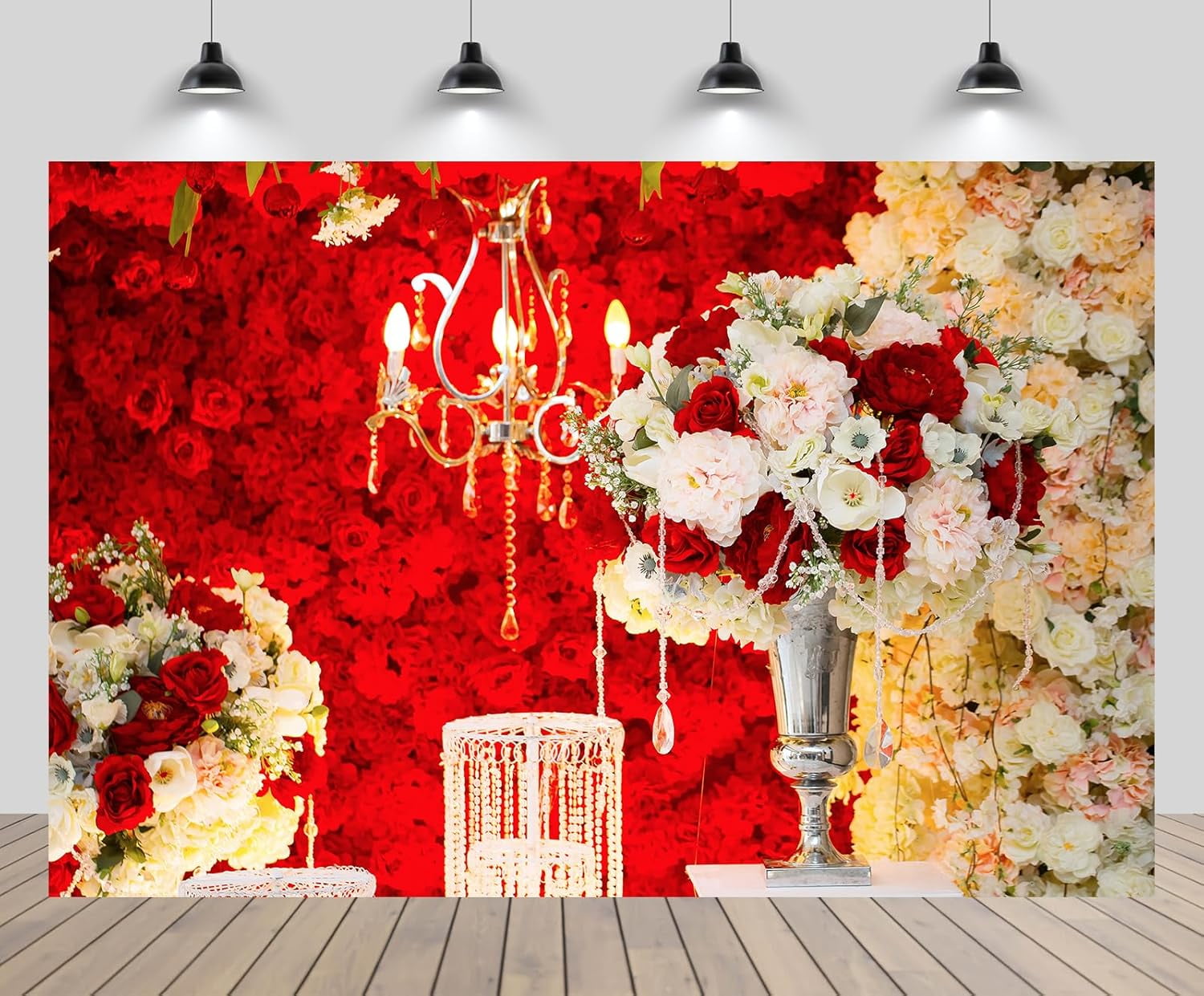 Wedding Backdrop Red Rose Wedding Decor Background for Cradle Ceremony ...