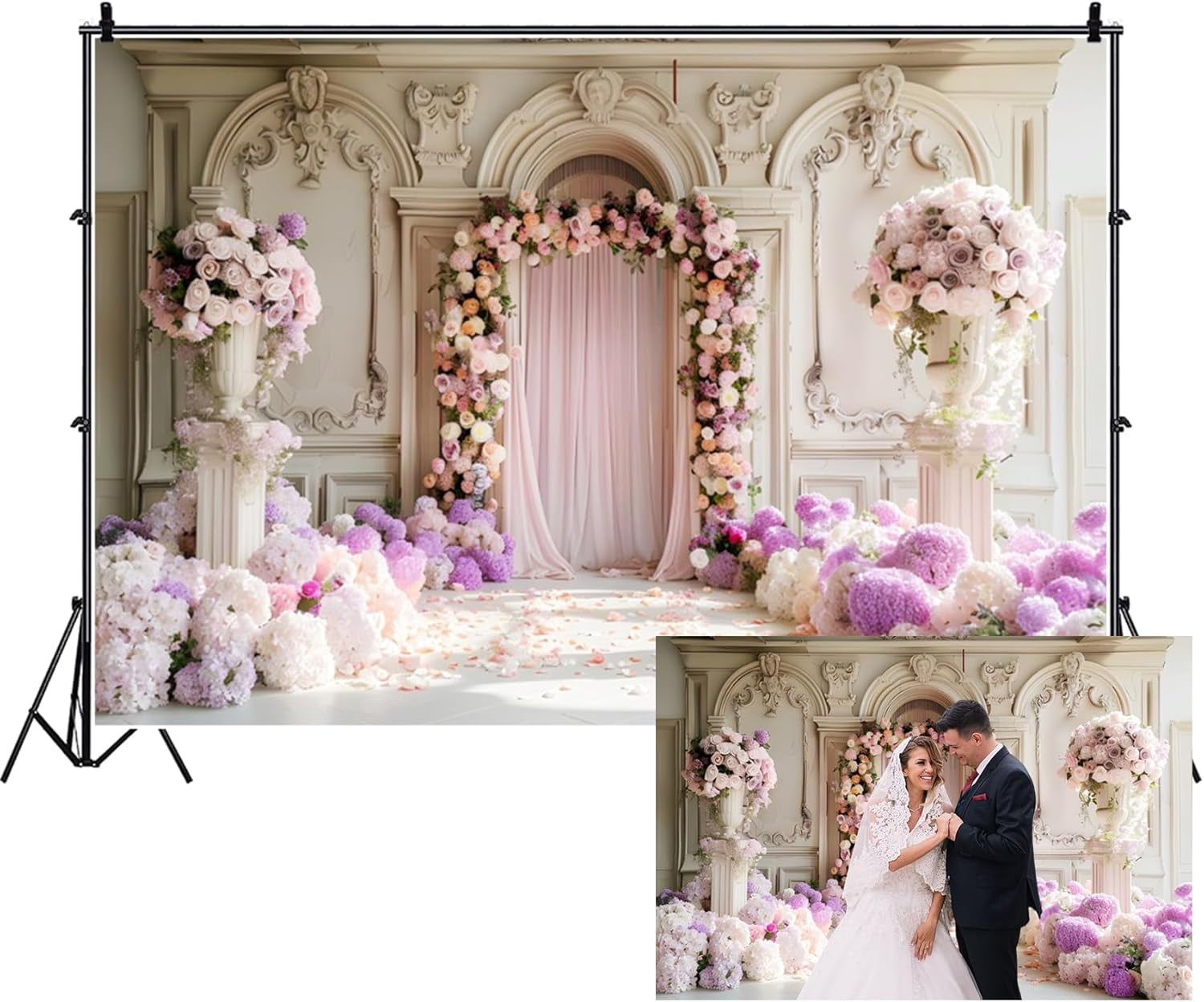 Wedding Backdrop Rustic Floral Arch Vintage European Wall Background ...