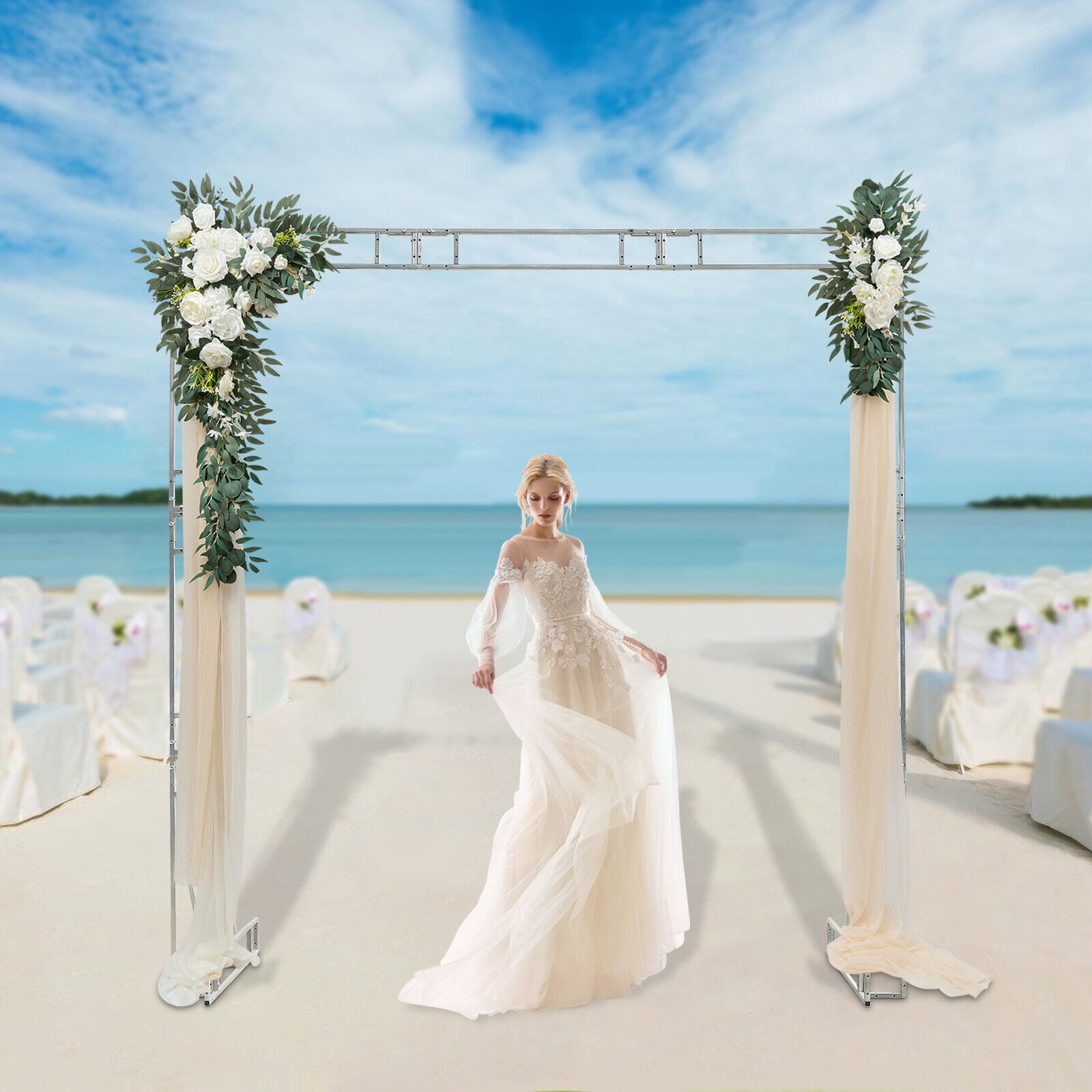 Wedding Backdrop Stand Square Arch Background Stand, 9.84*9.84ft Silver ...