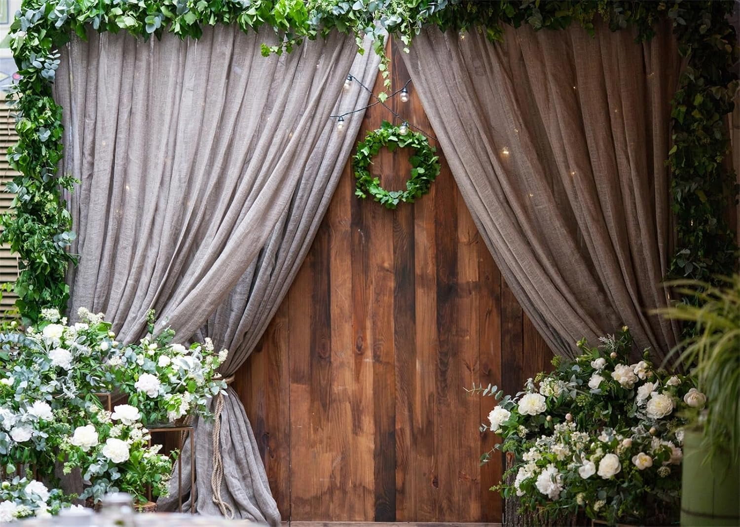 Wedding Backdrop Vintage Wooden Wedding Arch Fresh Flowers Wall Wedding ...