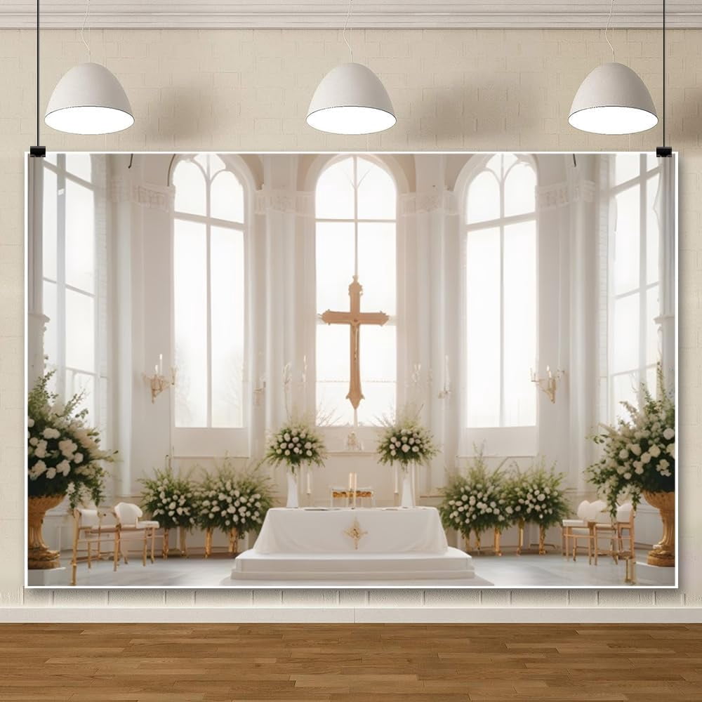 Wedding Backdrop White Church Flowers Engagement Ceremony Background ...