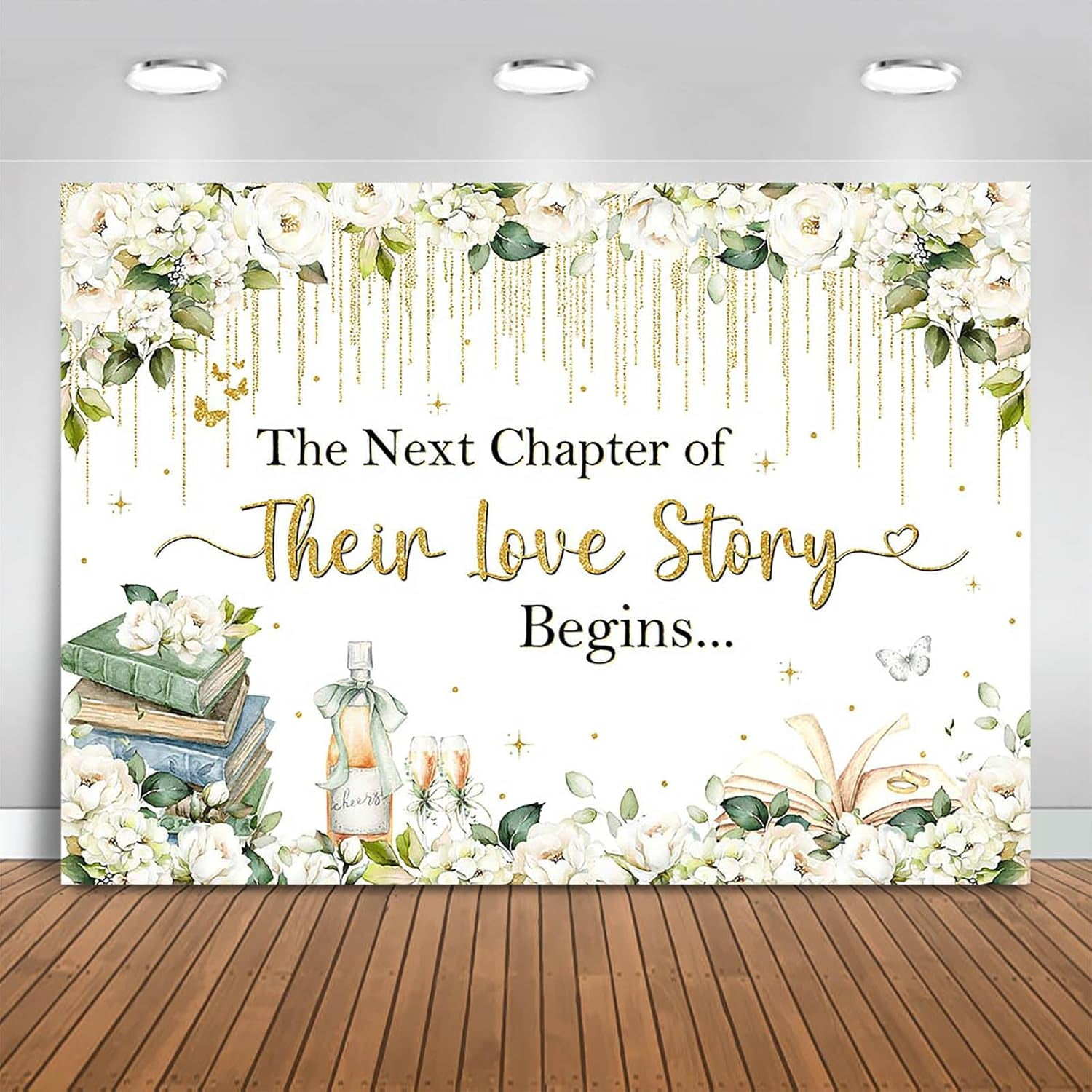 Wedding Backdrop White Floral The Next Chapter of Their Love Story ...