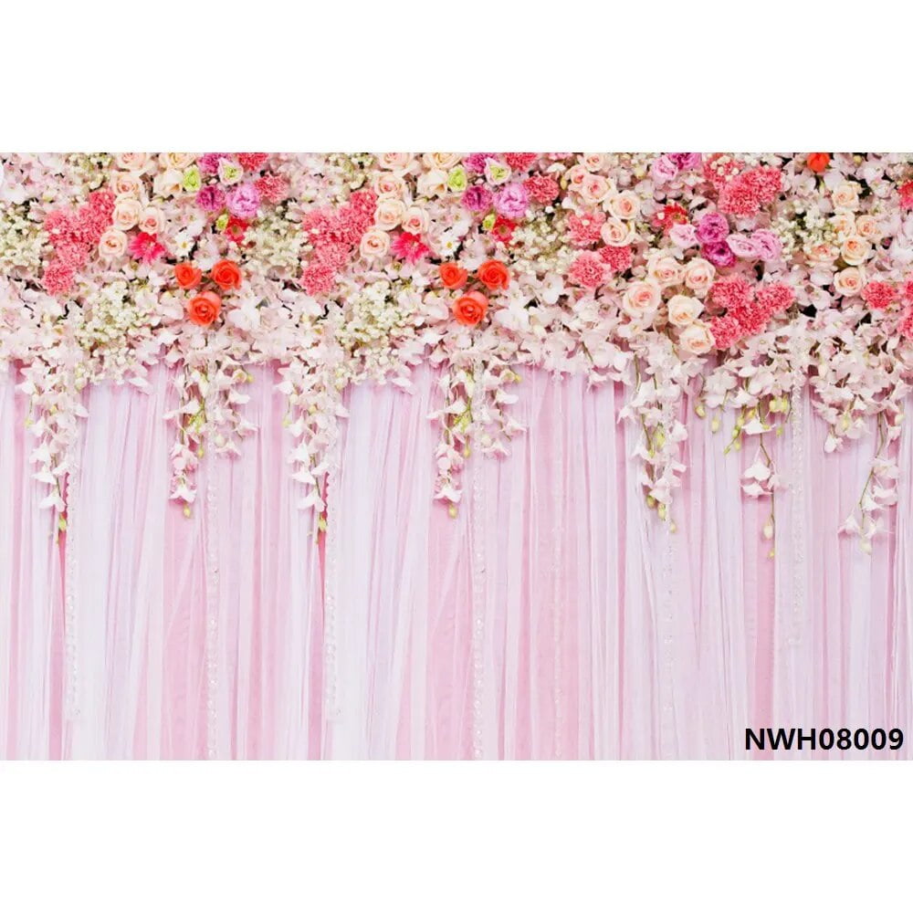 Wedding Backdrops Pink Curtain Flowers Green Grass Bridal Shower ...