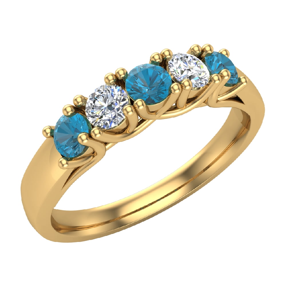 Wedding Band Five Stone Diamond Ring Round Brilliant Cut w/ Trellis ...