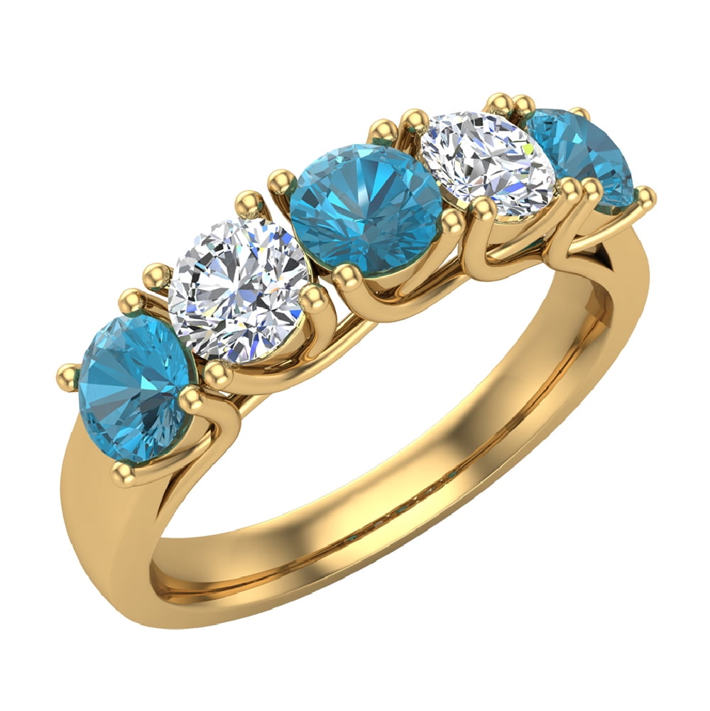 Wedding Band Five Stone Diamond Ring Round Brilliant Cut w/ Trellis ...