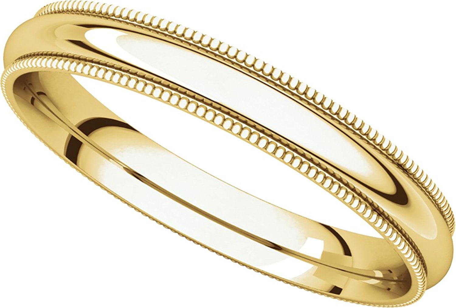 Wedding Band Plain Milgrain Ring Solid 14k Yellow Gold Polished Finish ...