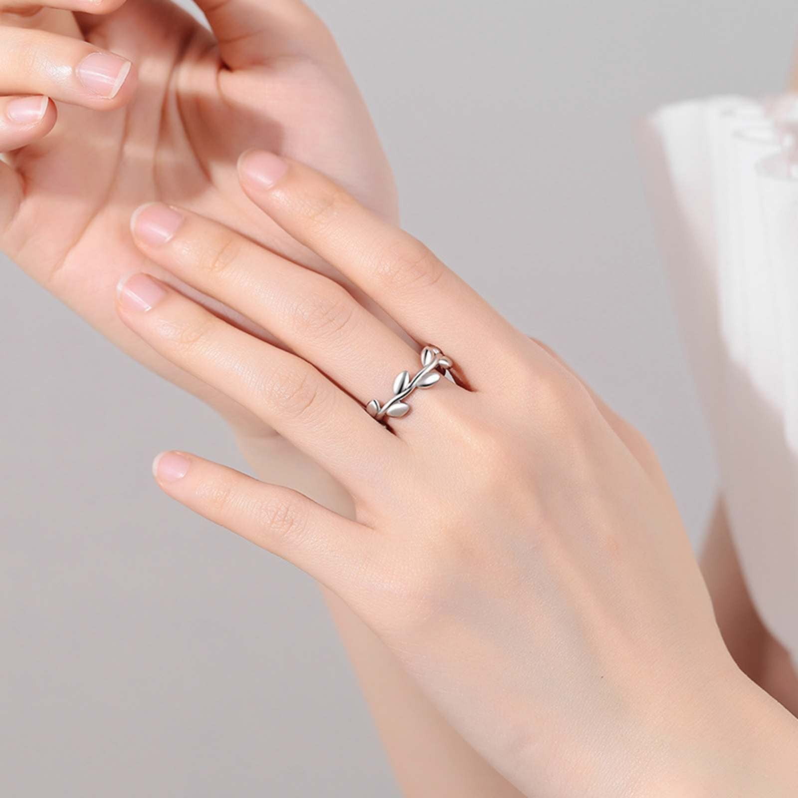 Wedding Band Women Tree Bud And Tender Leaf Ring For Women Design Light ...