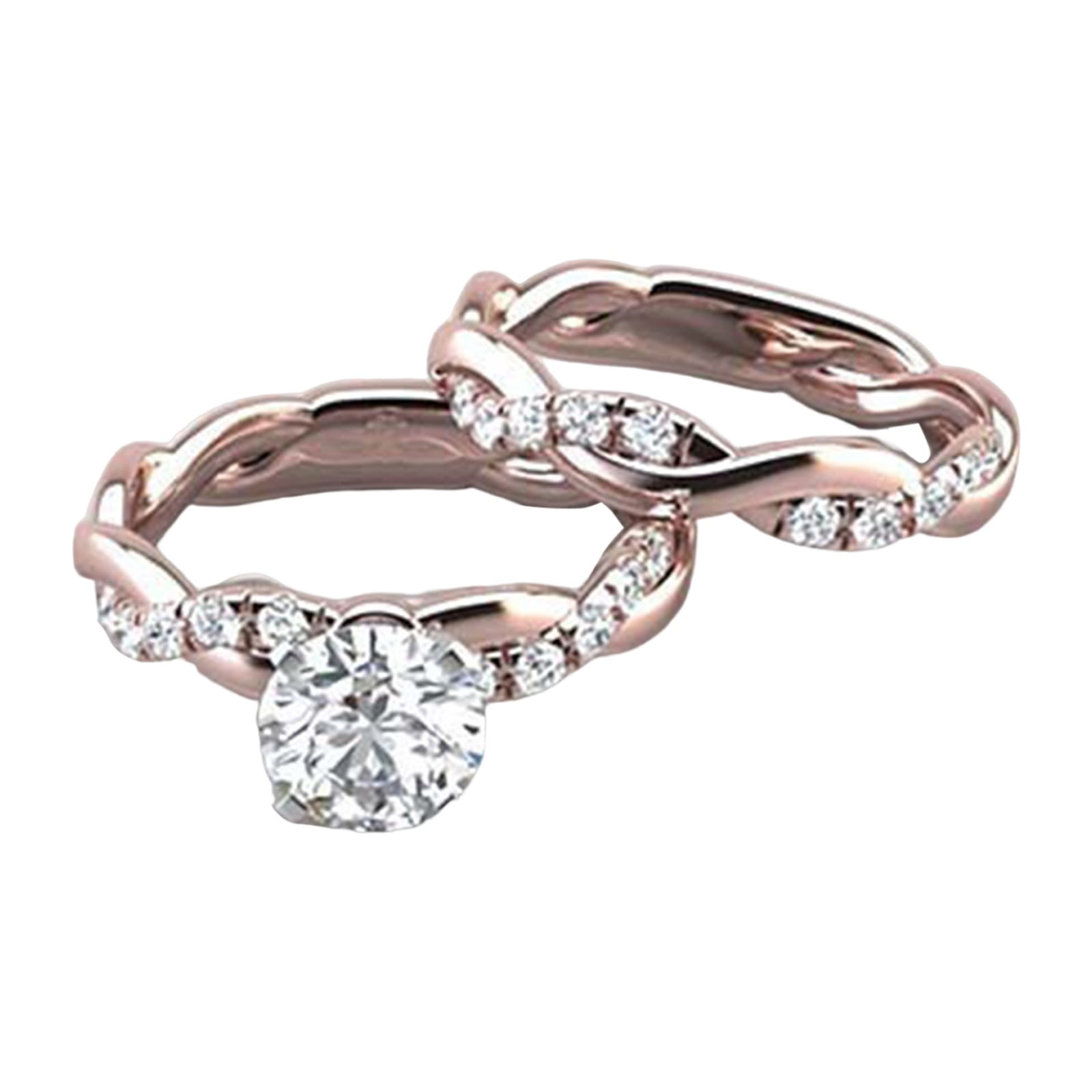 BNNG Wedding Bands Engagement Rings Women Rose Gold Cubic Zirconia Promise Her Anniversary ...