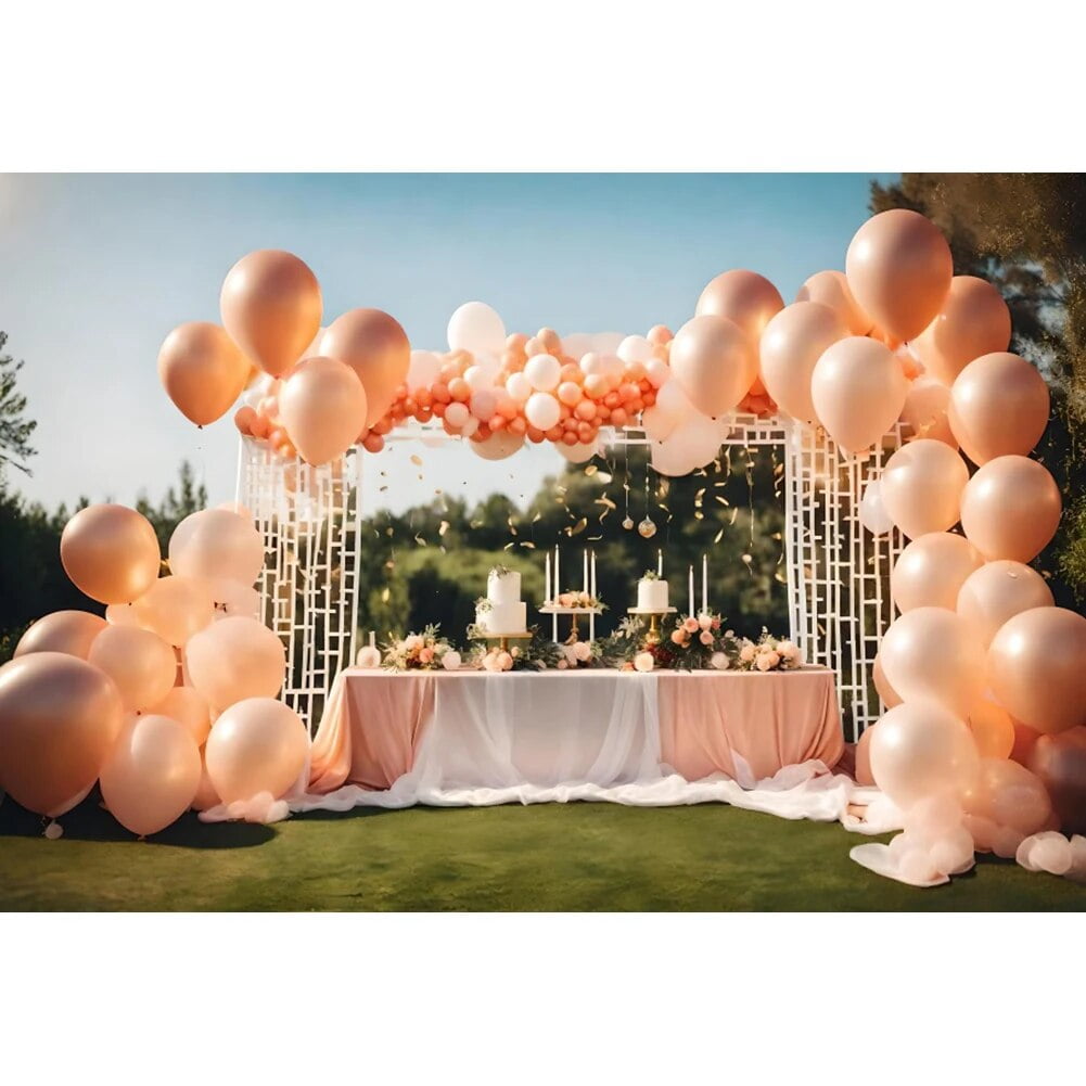 Wedding Birthday Party Decoration Background Balloon Lawn Wedding Pink ...