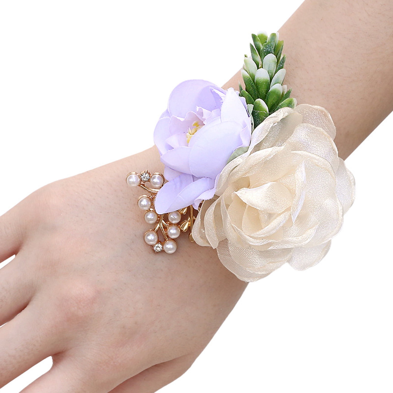 Wedding Boutonniere And Wristlet Set With Artificial Floral Design For ...