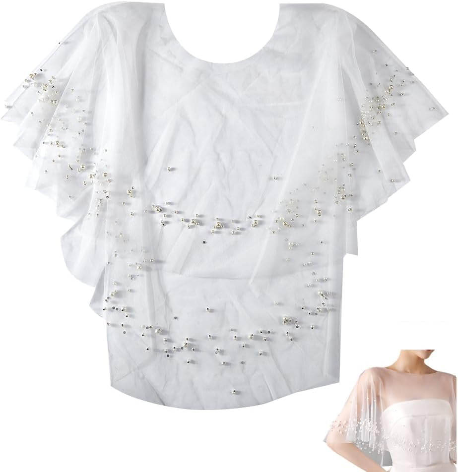 Wedding Bridal Cloaks Pearls Rhinestone Evening Capes Shawl Wrap Shrug ...