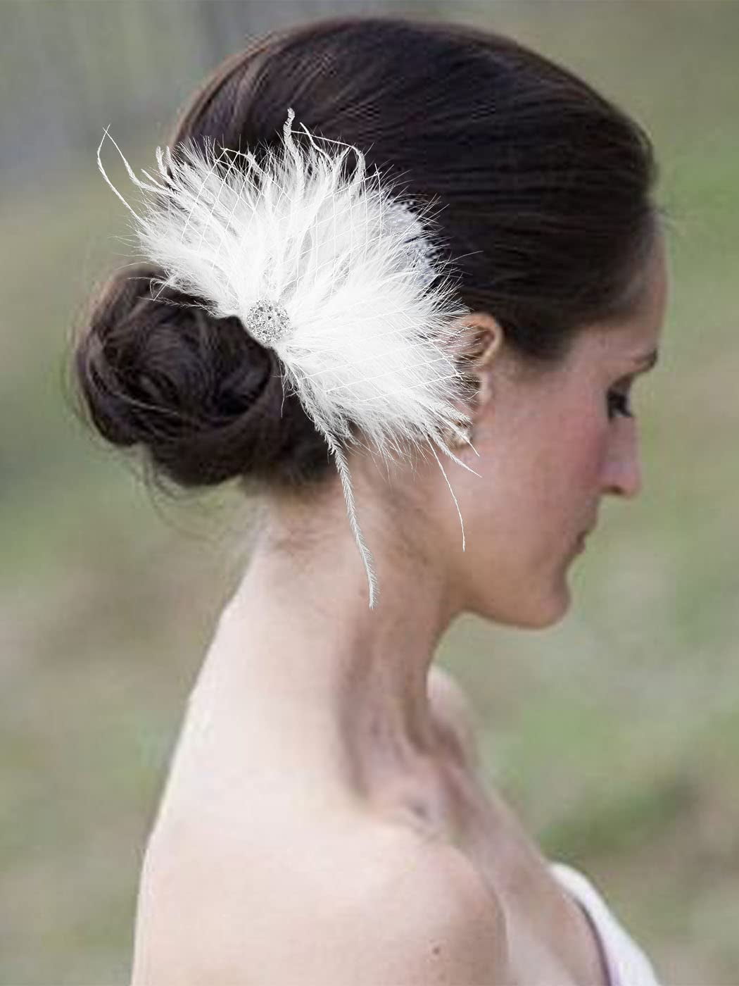Wedding Bride Flapper Feather Hair Comb White Crystal 1920s Hair Clip ...
