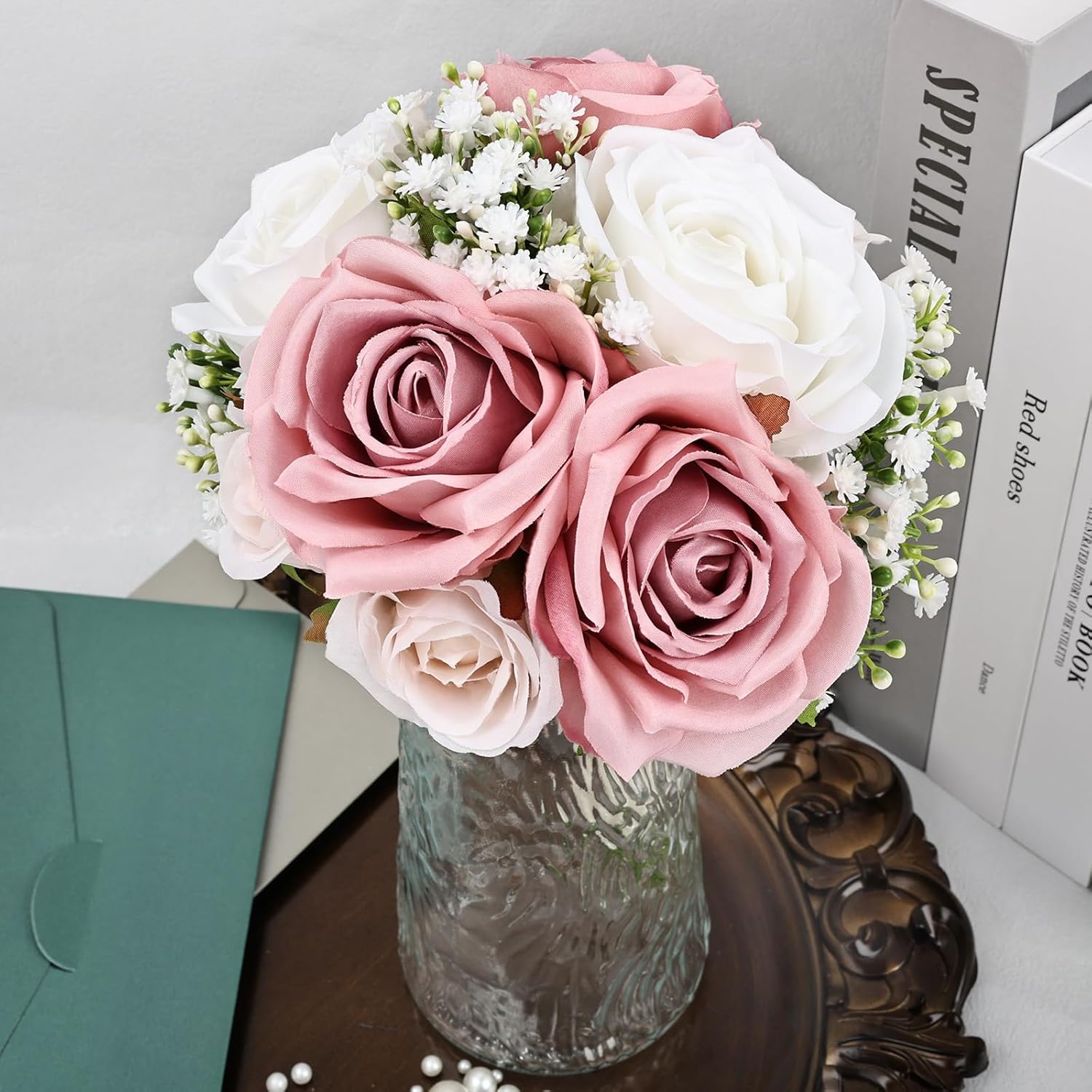Wedding Bridesmaid Bouquets Set of 6, Artificial Silk Flowers ...