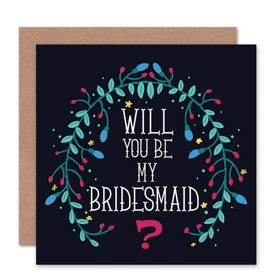 Wedding Bridesmaid Proposal Invite Dark Laurel Greetings Card Plus ...
