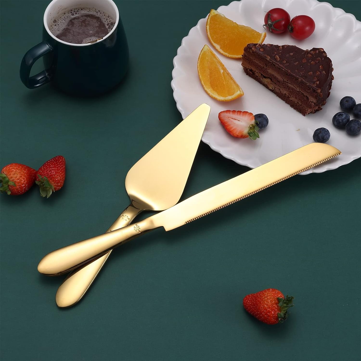 Wedding Cake Knife and Server Set, Integral Stainless Steel Longer Cake ...