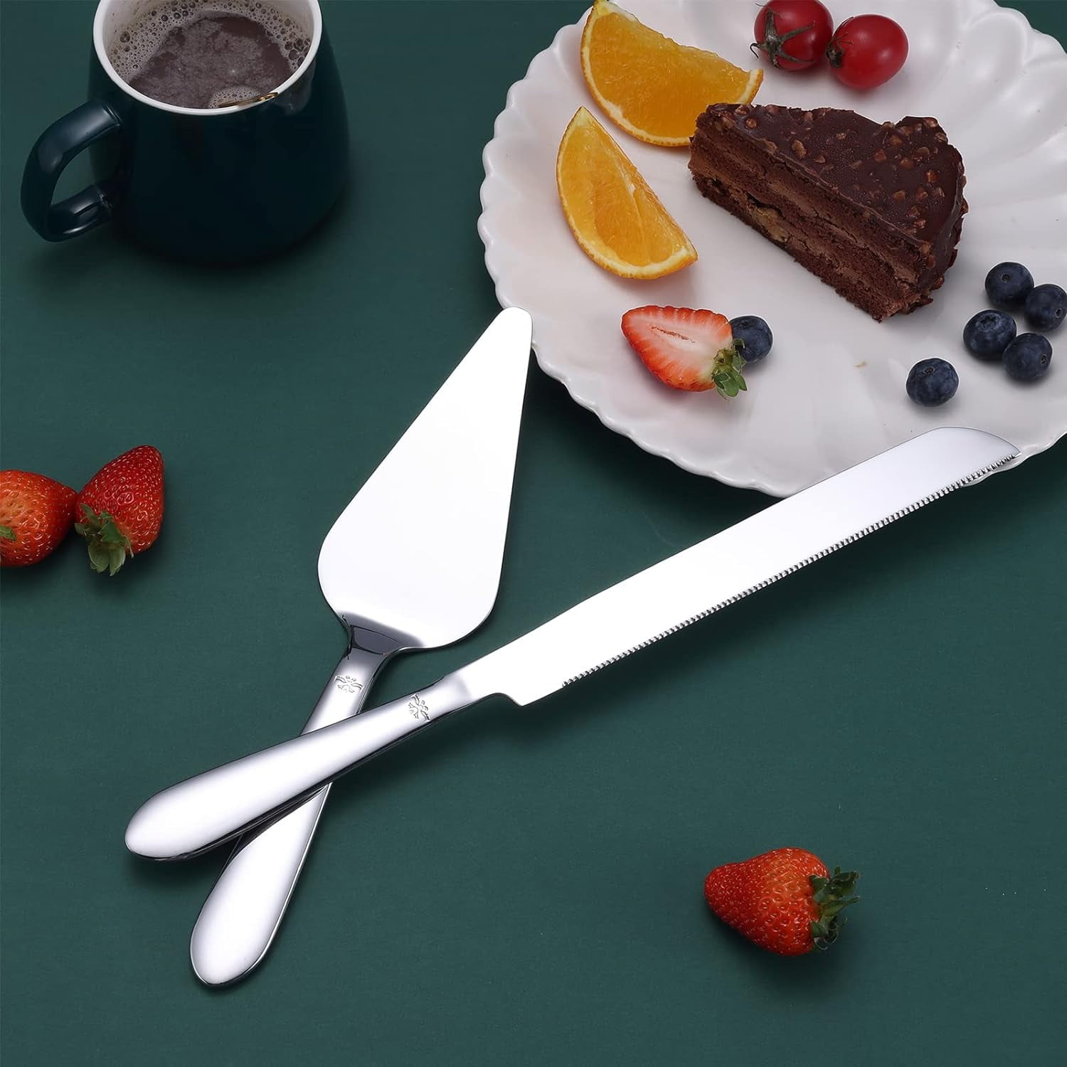 Wedding Cake Knife and Server Set, Integral Stainless Steel Longer Cake ...