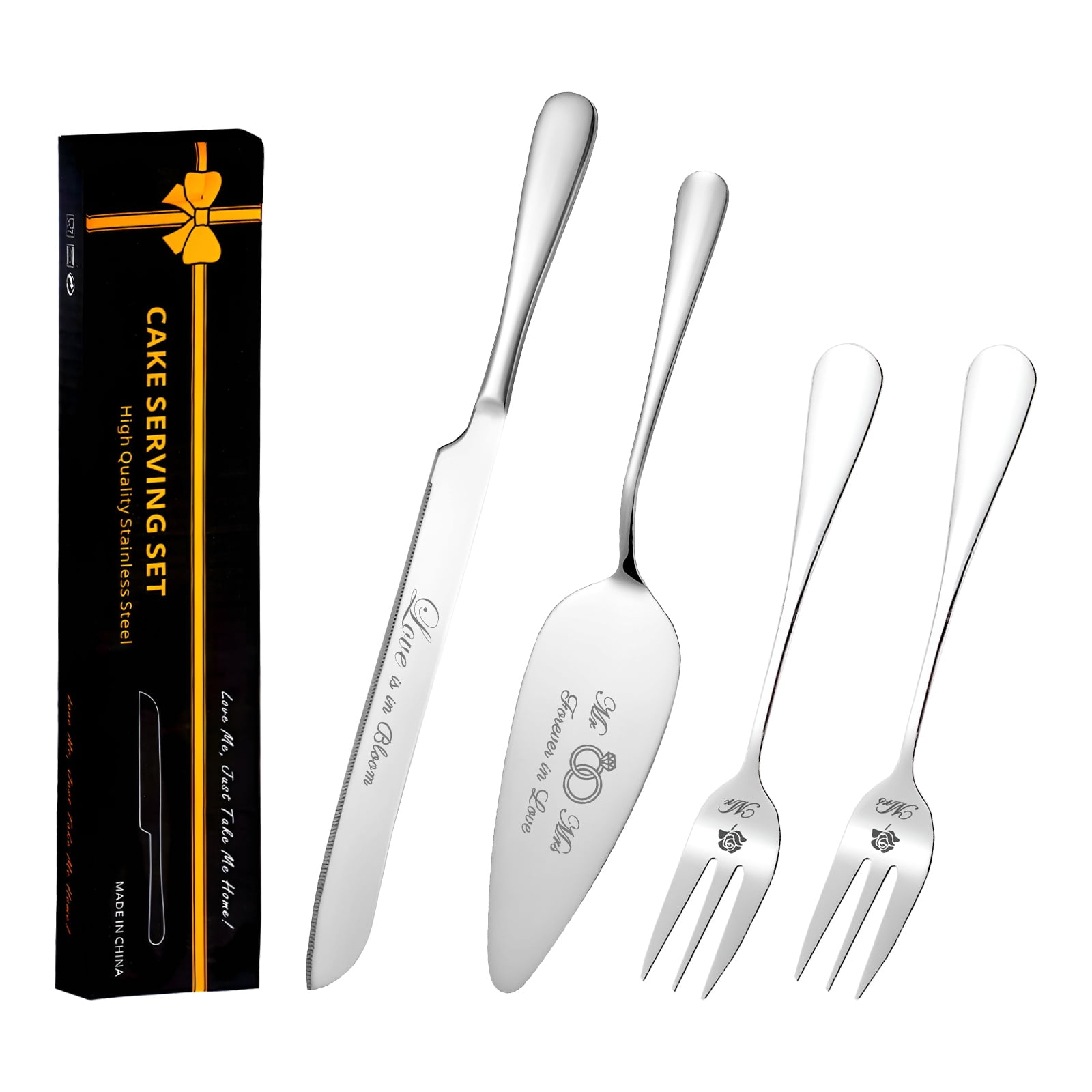 Wedding Cake Knife and Server Set, Stainless Steel Cake Cutting Set for ...