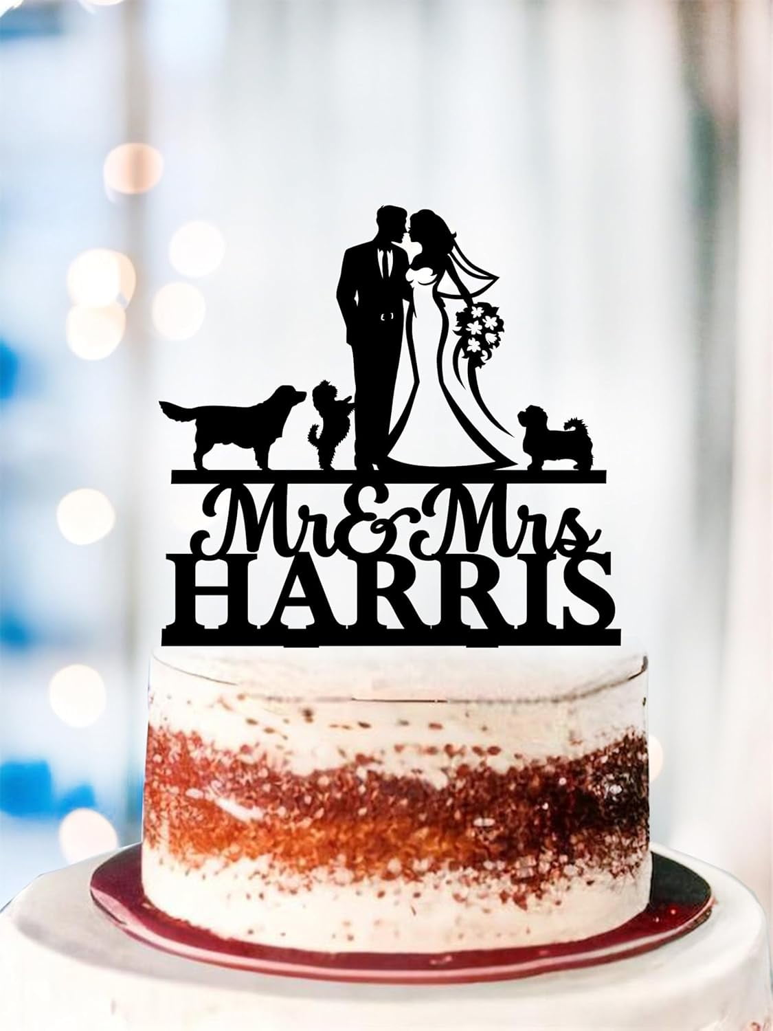 Wedding Cake Topper With 3 Dogs, Custom Dog Cake Topper, Three Dogs Cake Topper for Weddings ...