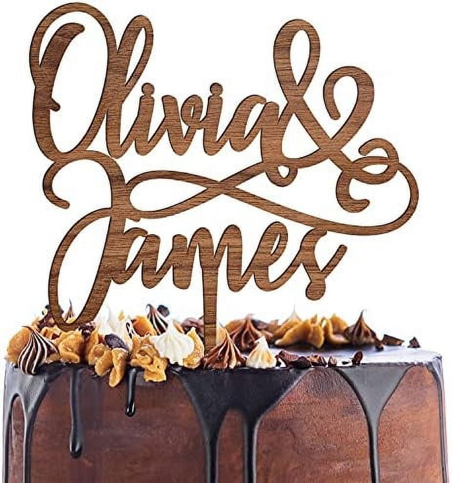 Wedding Cake Topper - Mr Mrs Cake Toppers w/Names - Wooden Cake Decorations, Wedding Cake Topper ...