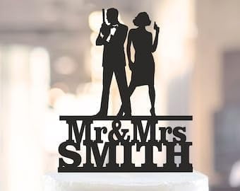 Wedding Cake Topper,Mr & Mrs Smith Cake Topper,Silhouette Couple ...