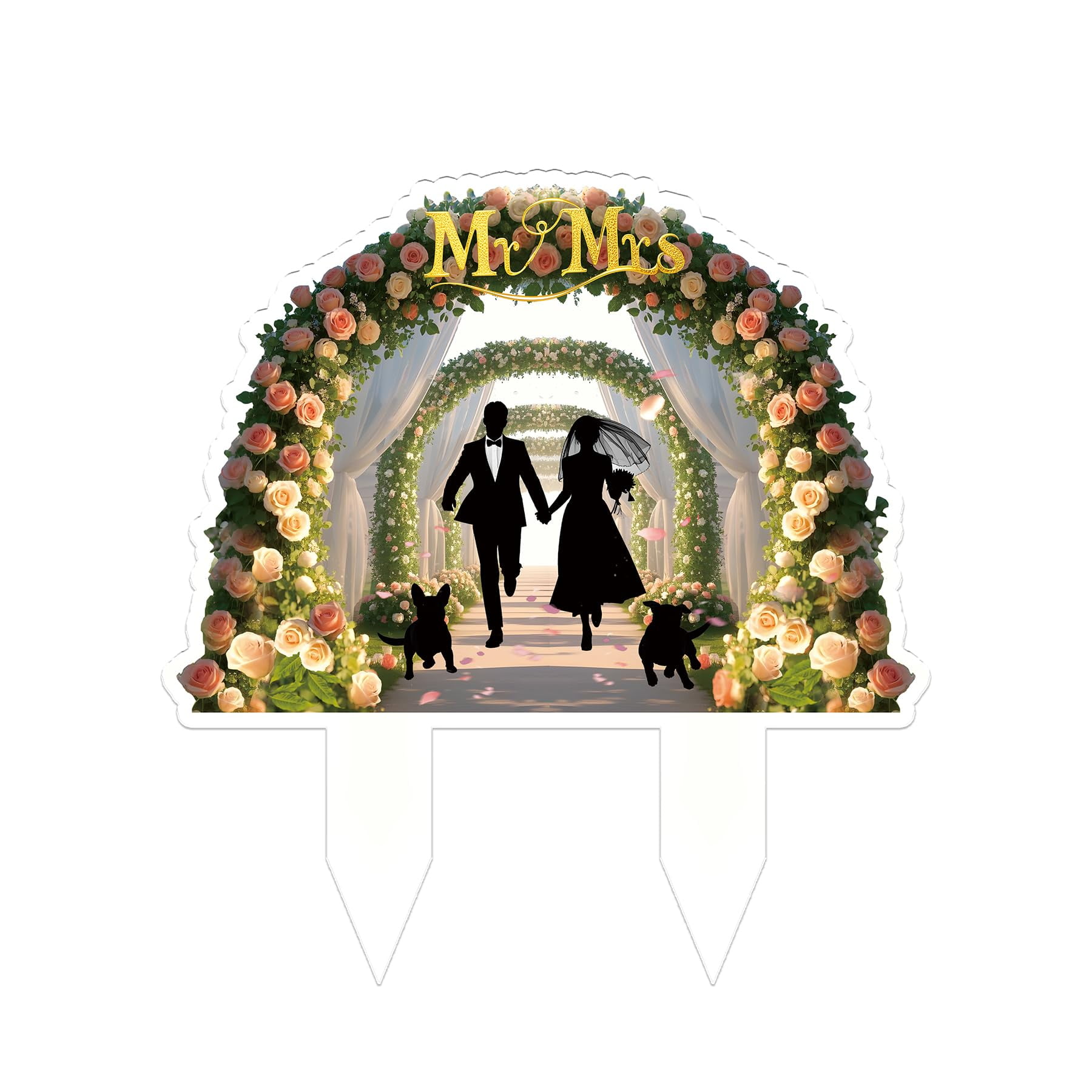 Wedding Cake Topper Mr and Mrs BSL1 Cake Topper with Two Dogs Bride and ...