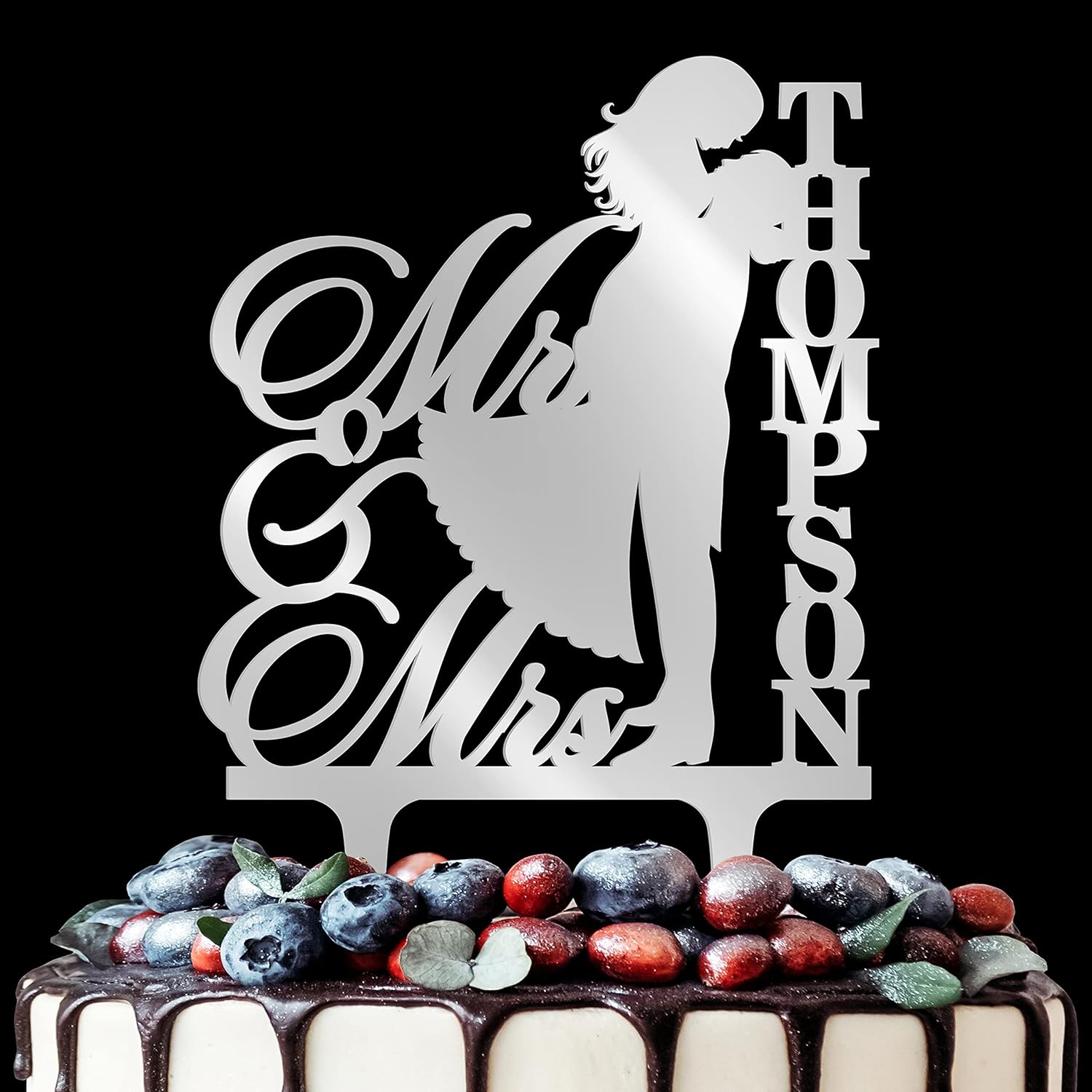 Wedding Cake Toppers Silhouette, Mr Mrs Cake Topper, Cake Decorations ...