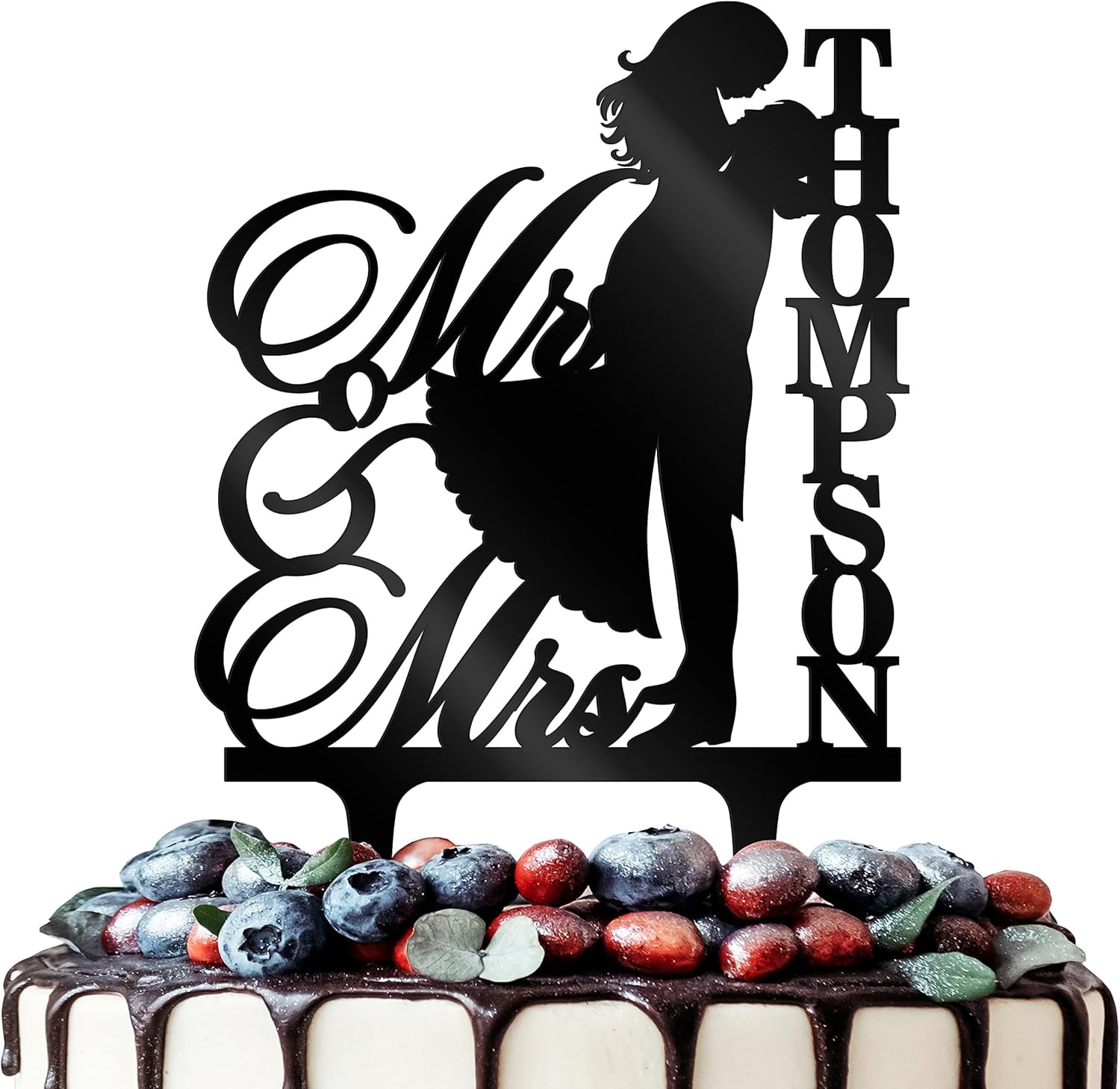 Wedding Cake Toppers Silhouette, Mr Mrs Cake Topper, Cake Decorations ...