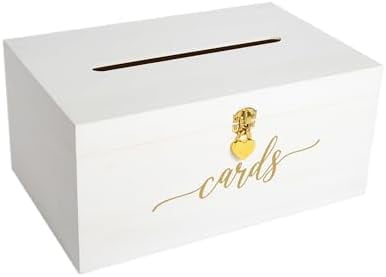 Wedding Card Box - 14 x 9 x 6.5 - White with Gold Sign - Secure Cards ...