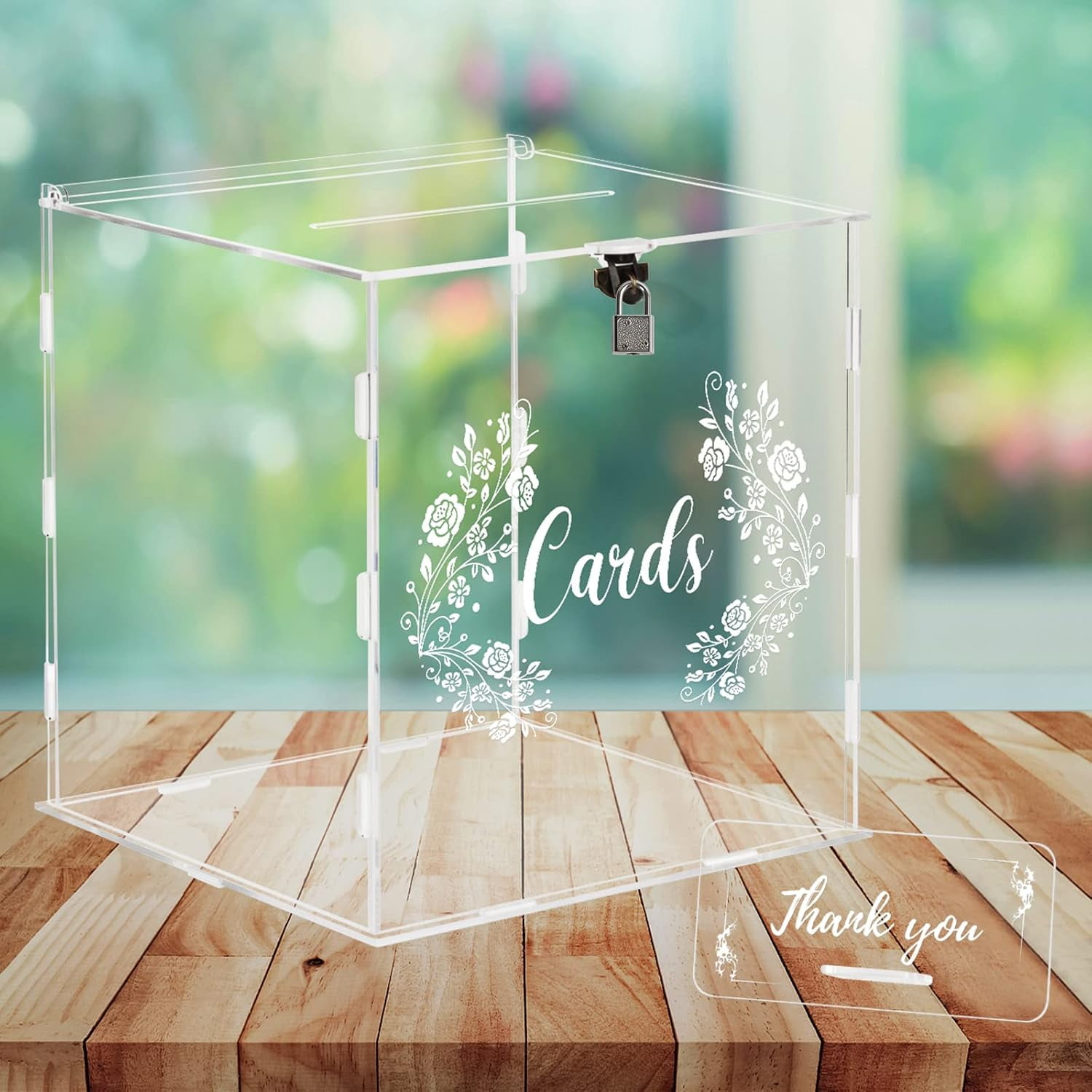 Wedding Card Box Clear Acrylic Card Box with Lock & Sign Wedding Money ...