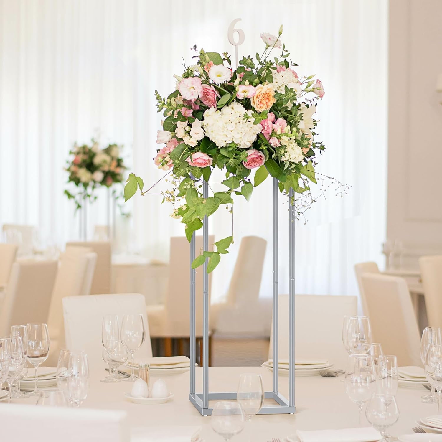 Wedding Centerpieces For Tables With Mesh Plates, 2 Pcs Metal Flower ...