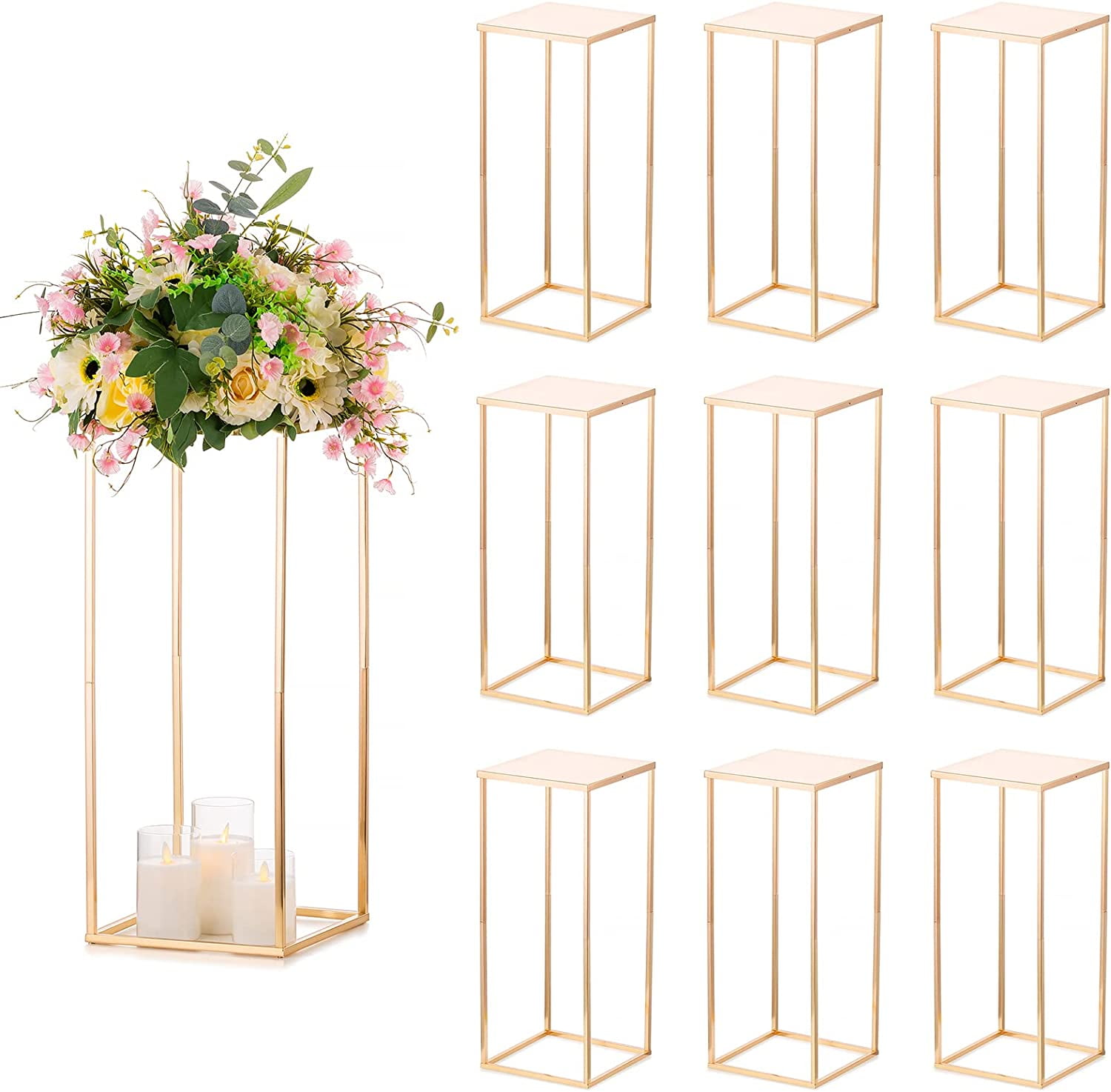 Wedding Centerpieces Vase for Tables with Plates - 10 Pcs Metal Column ...