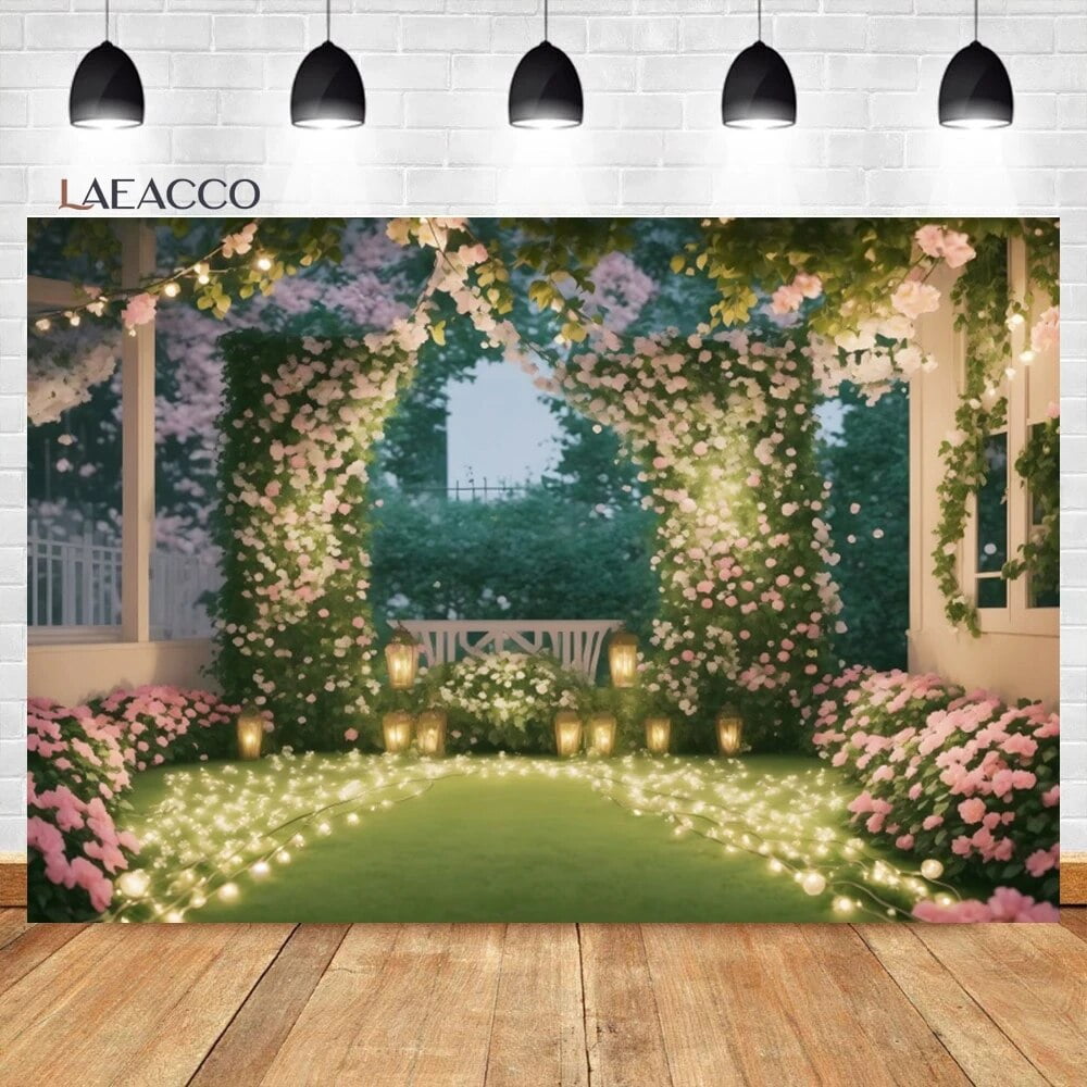 Wedding Ceremony Backdrop Outdoors Green Grassfield Flowers Spring ...