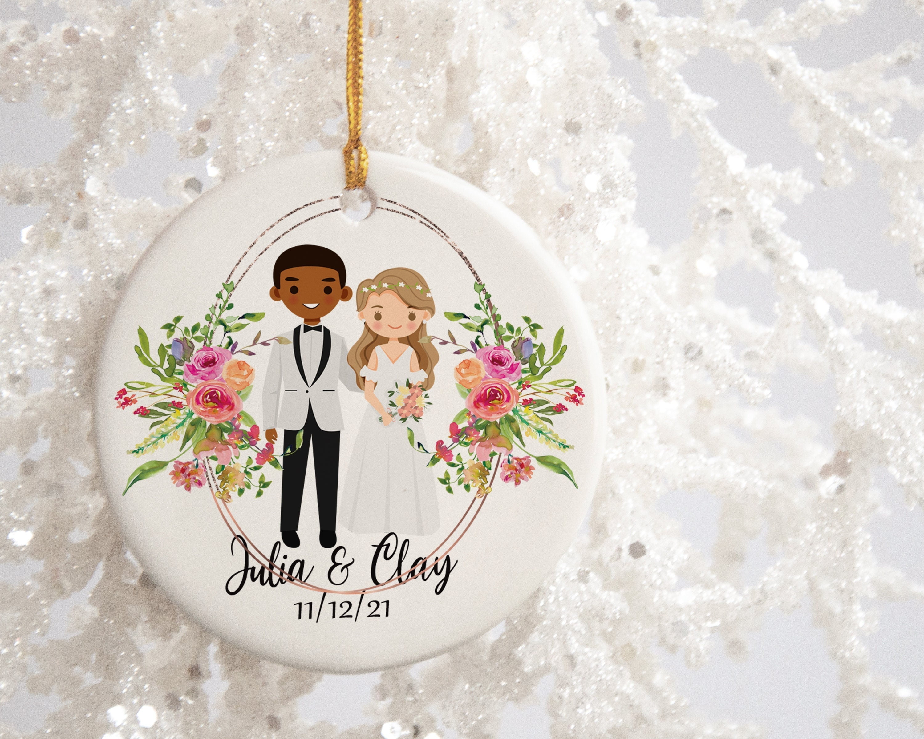 Wedding Christmas Ornament – Bride & Groom Couple Keepsake ...