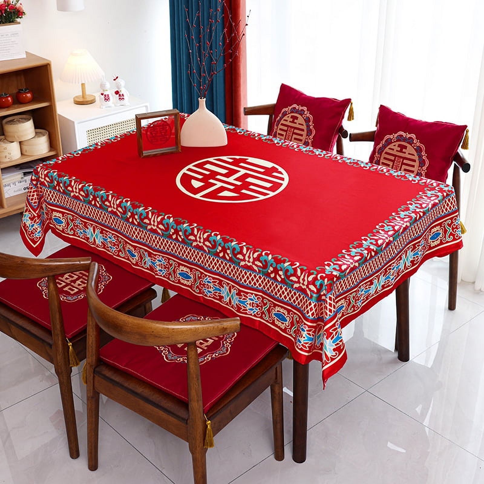 Wedding Coffee Table Red Tablecloth Indoor and Outdoor Table ration ...