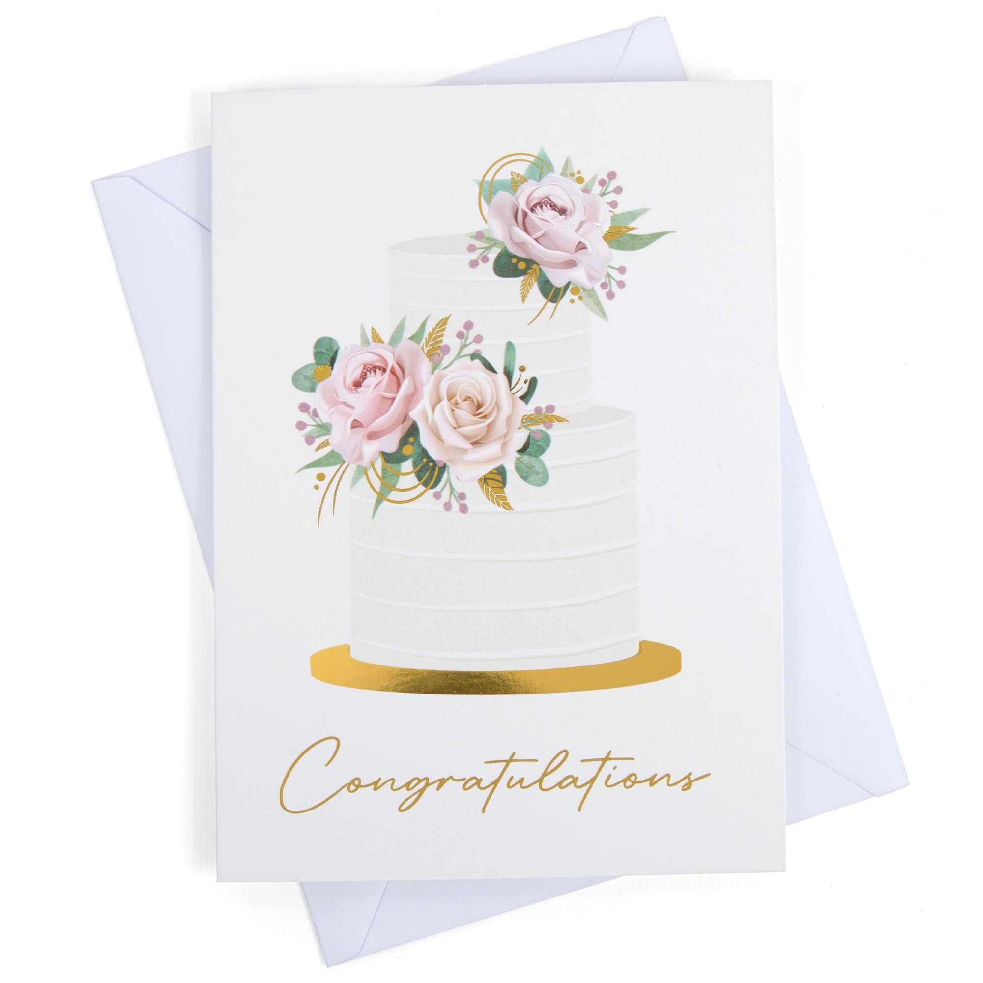 Wedding Congratulations Card with Gold Foil Design, Elegant Stationery ...