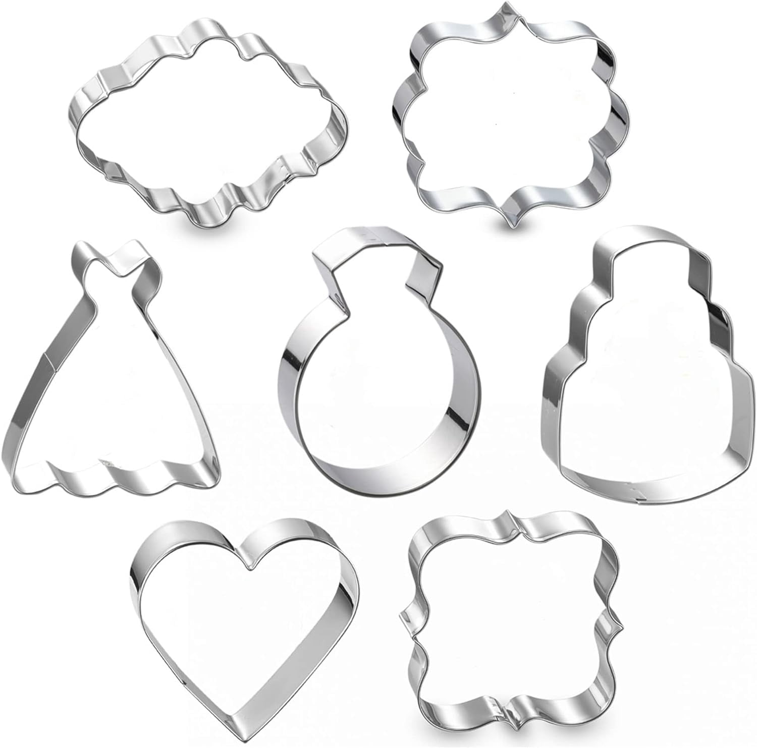 Wedding Cookie Cutter Set-7 Piece-3 Inches-Heart, Diamond Ring, Wedding ...