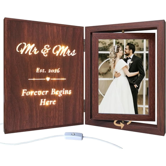 Wedding for Couples, Lighted Rotating Wedding Picture Frame with USB ...