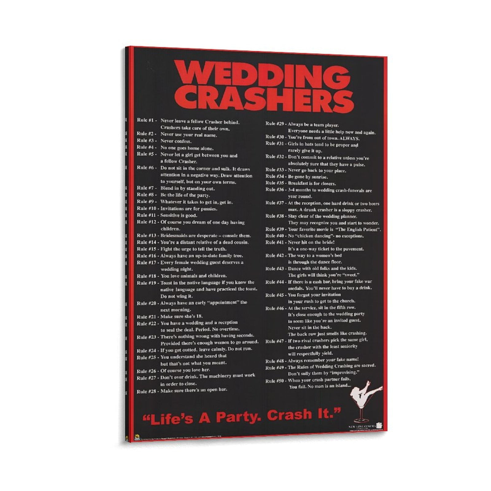 Wedding Crashers 50 Rules Poster Poster Posters Art Print Wall Photo ...