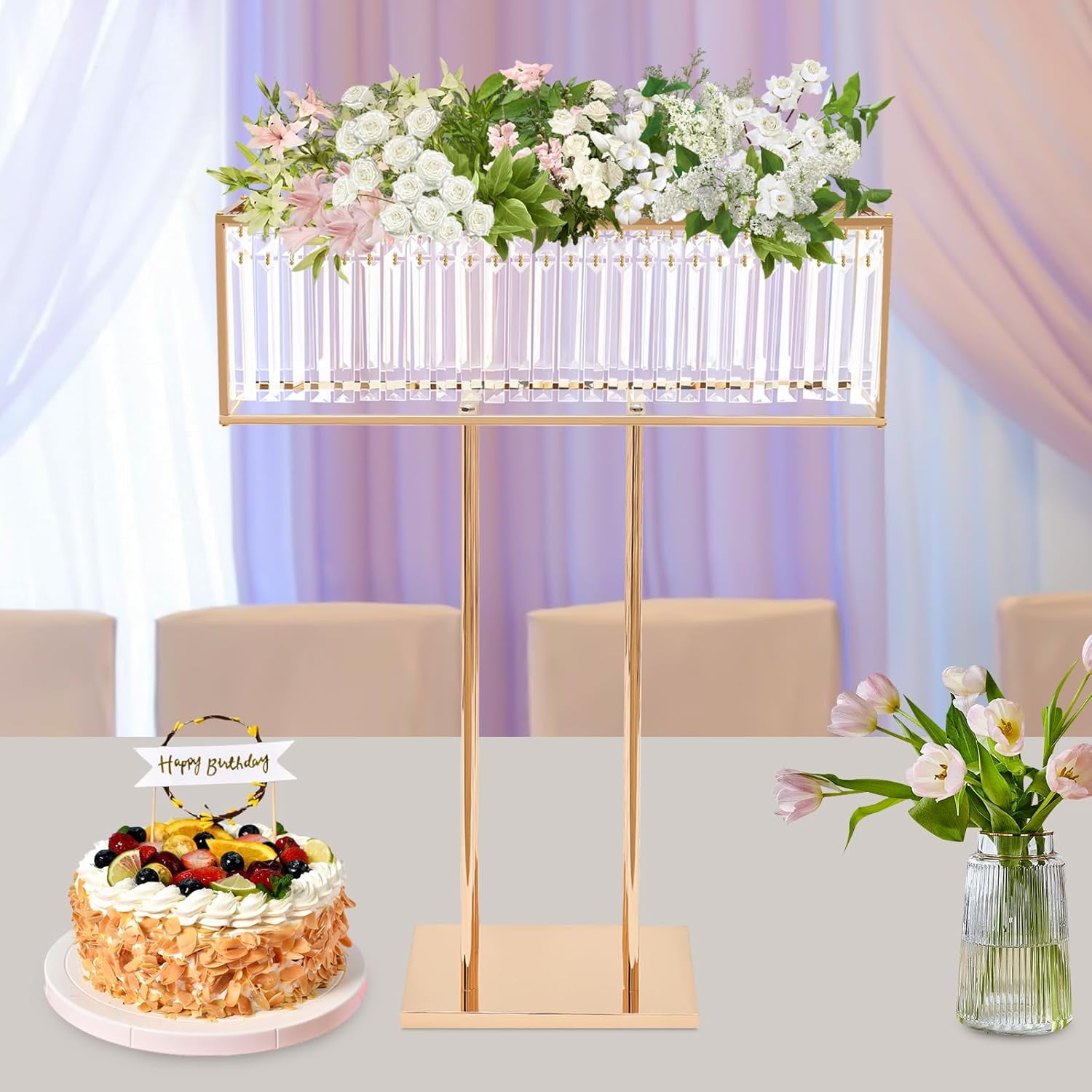 Wedding Crystal Flower Stand - Chandelier Centerpiece with Hanging ...