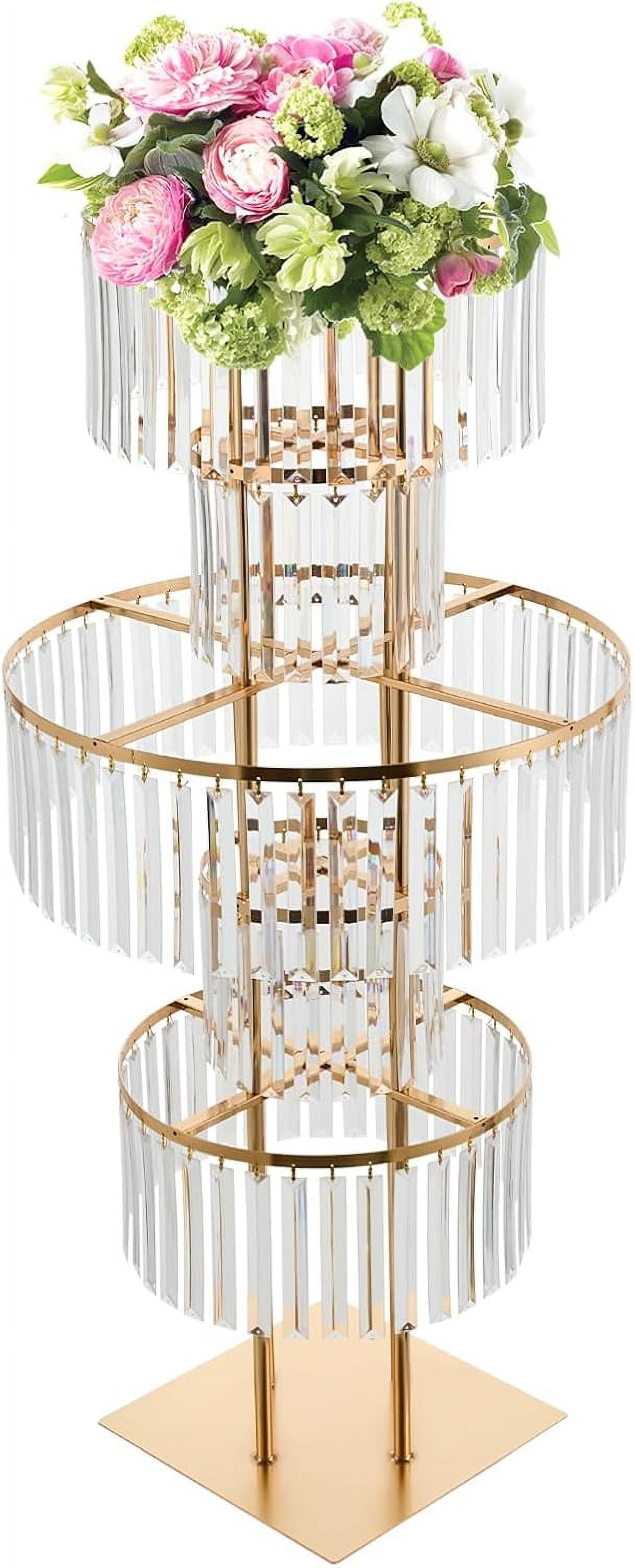 Wedding Crystal Flower Stand, Flower Vase Rack with Hanging Crystals ...