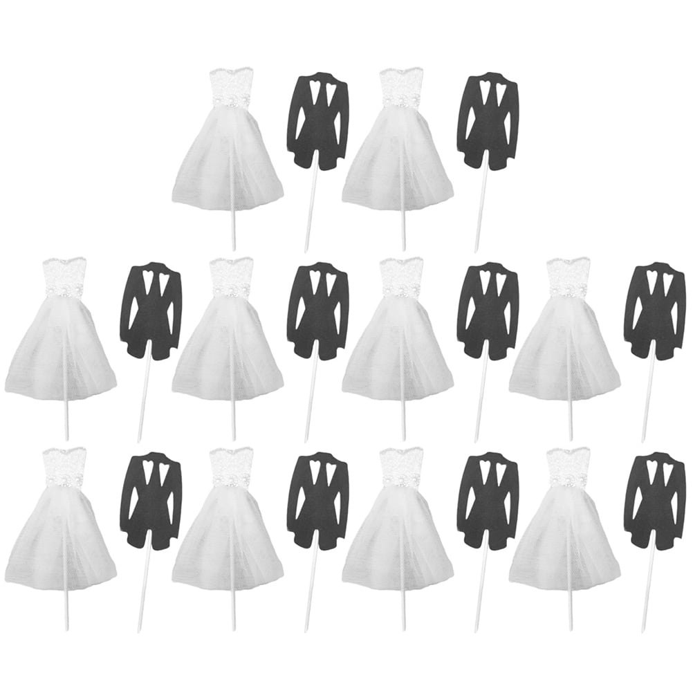Wedding Cupcake Toppers 20pcs Groom & Bride Dress Suit Picks - Walmart.com