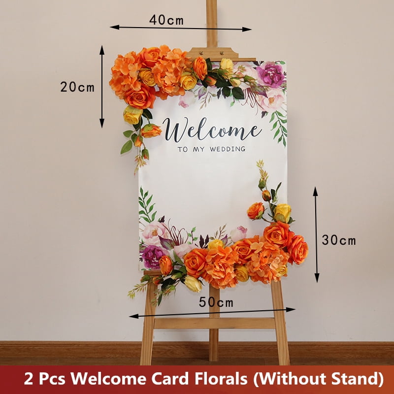 Wedding Decor Road Lead Artificial Flower Row Welcome Sign Props ...
