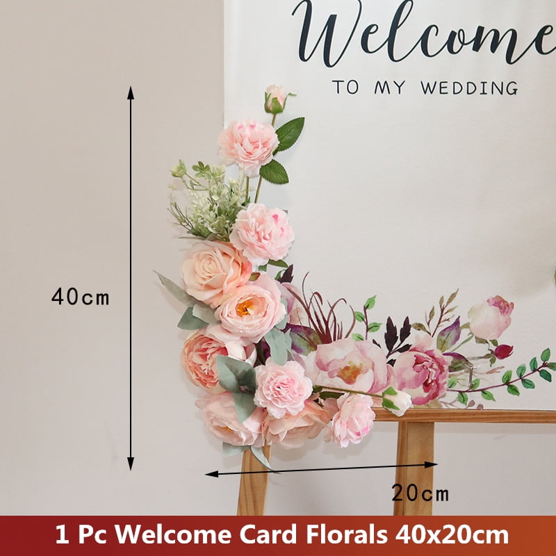 Wedding Decor Road Lead Artificial Flower Row Welcome Sign Props ...