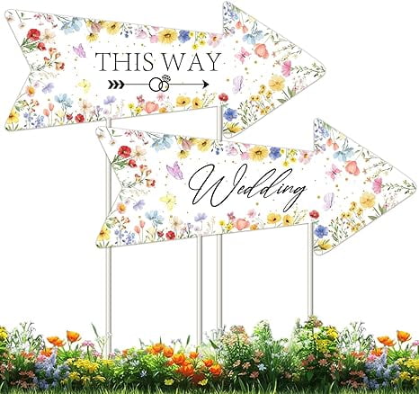 Wedding Directional Road Signs 6PCS Double-Sided Waterproof Wedding ...