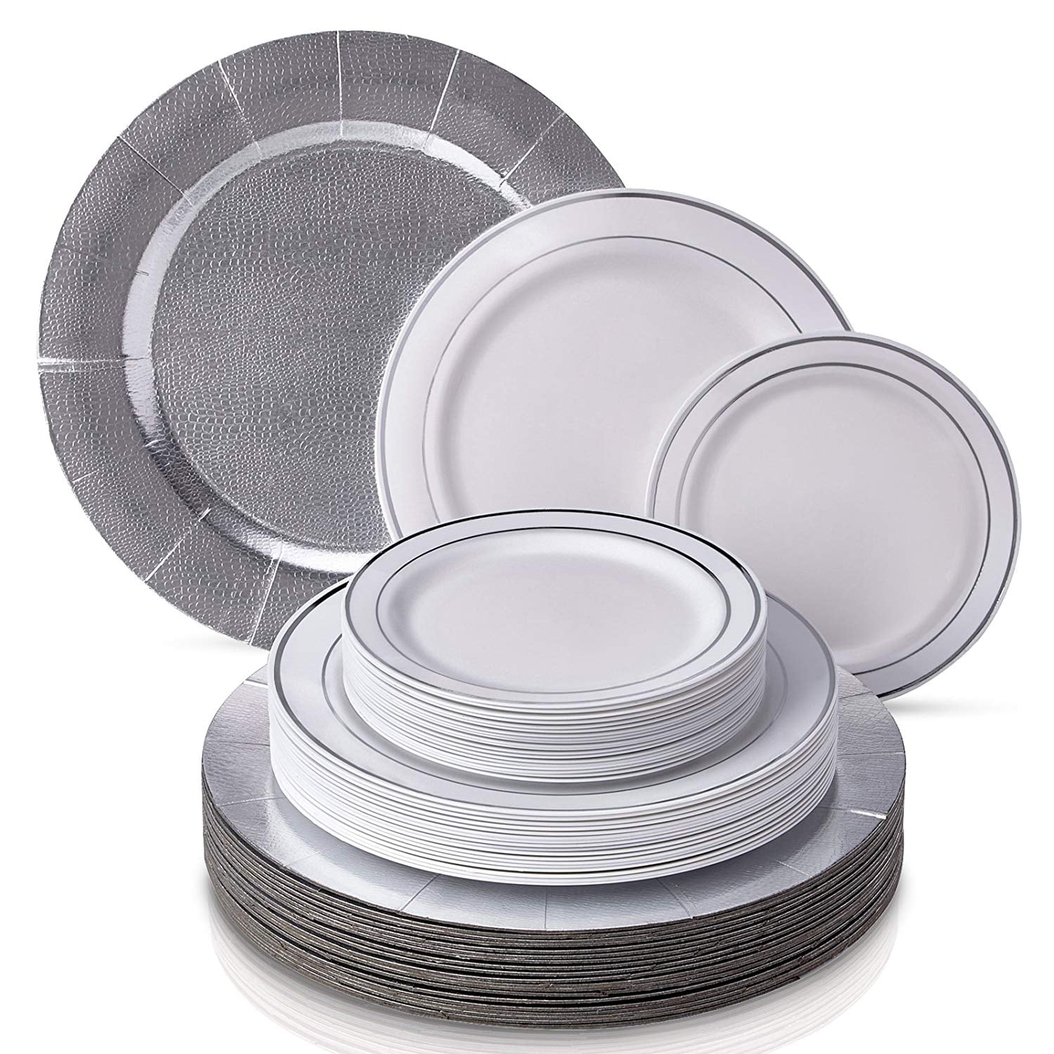 Wedding Disposable Dinnerware Set | 20 Chargers, 20 Dinner Plates and ...