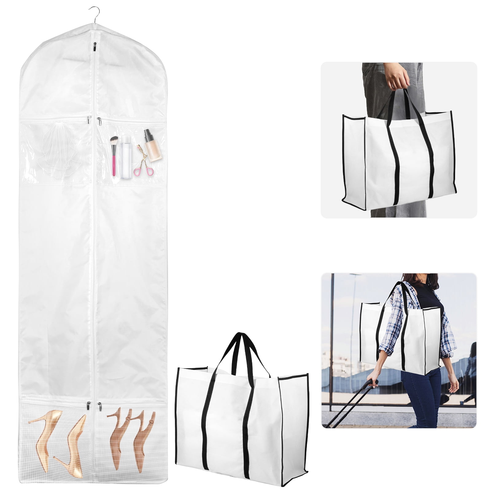 Wedding Dress Garment Bag with Bride Tote Bag 70inch Dress Cover ...