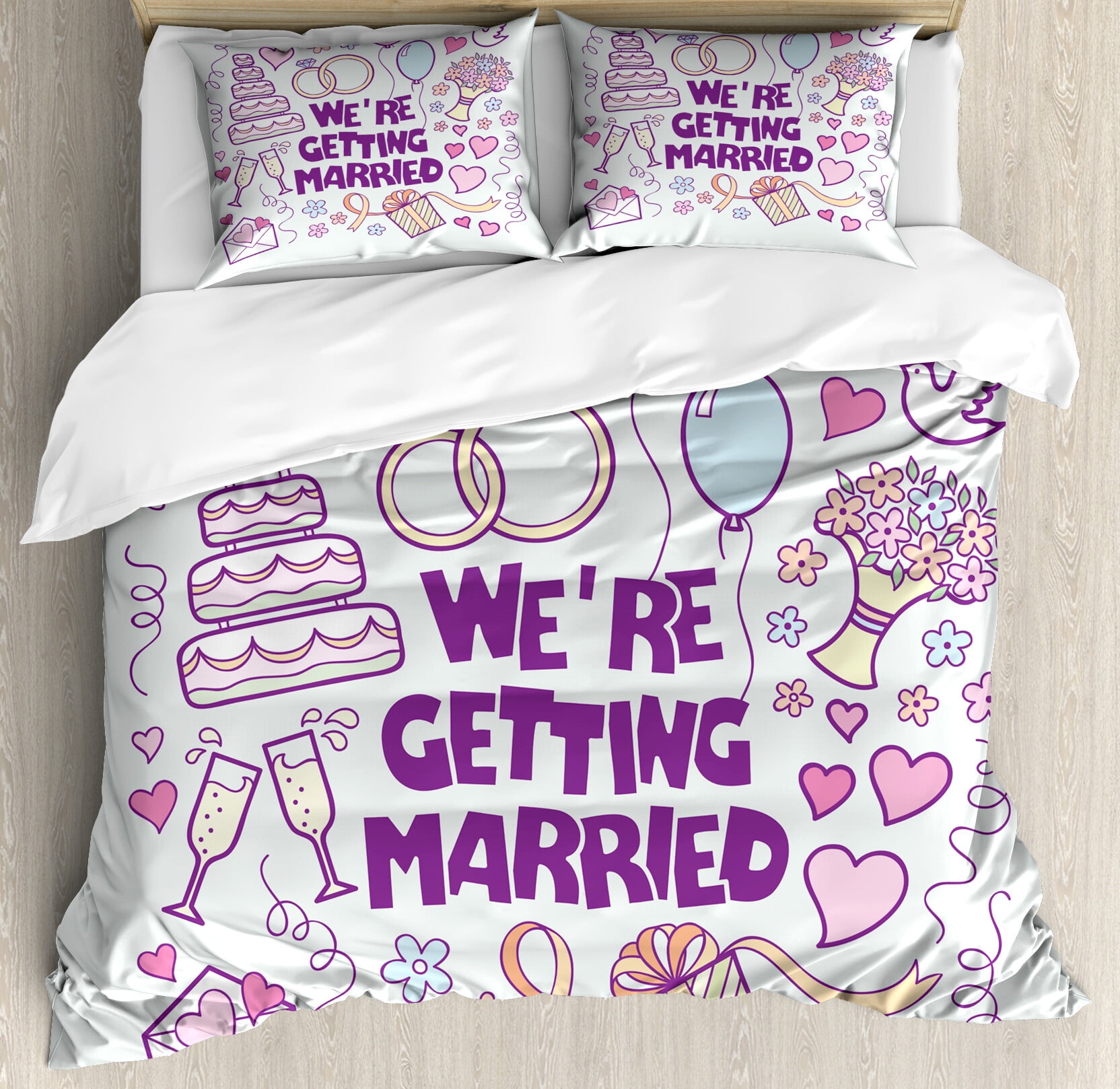 Wedding Duvet Cover Set, We're Getting Married Happy Celebration ...